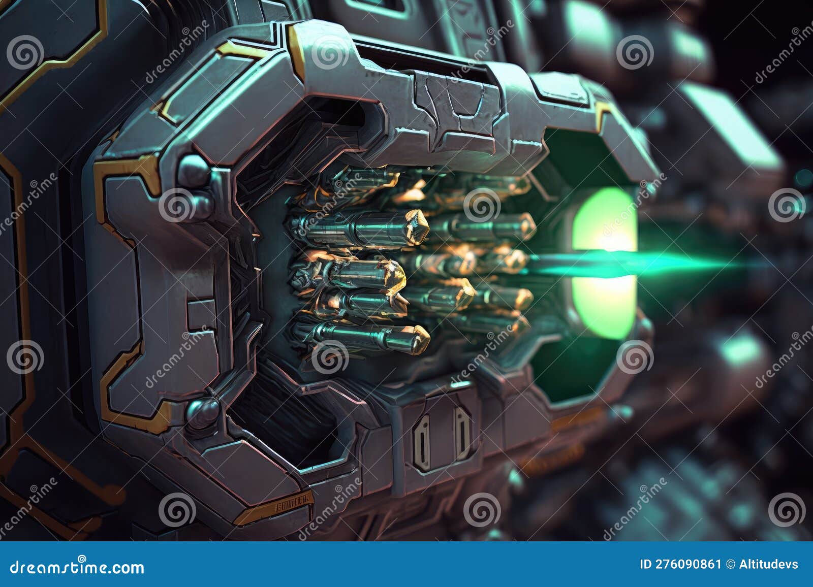 Alien Blaster Firing On Busy Street, With Cars And People In The ...