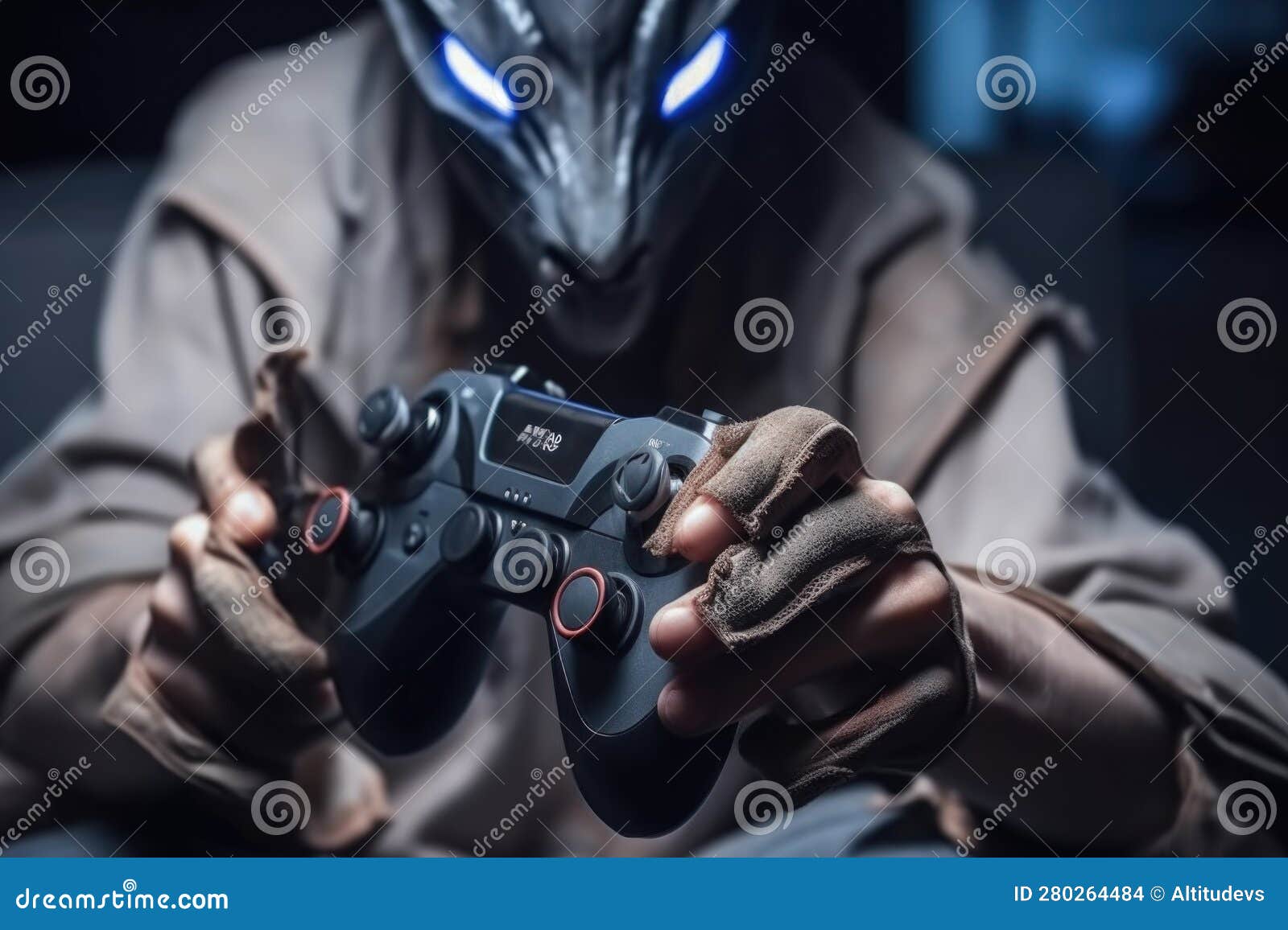 Close-up of Alien Playing Video Game with Controller in Hand Stock ...