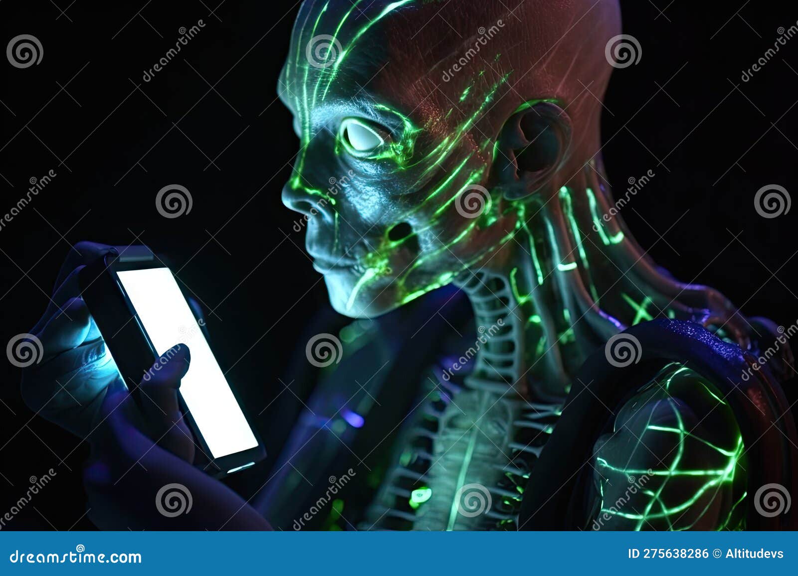 Close-up of Alien Using Handheld Device To Scan and Analyze Dna Stock ...