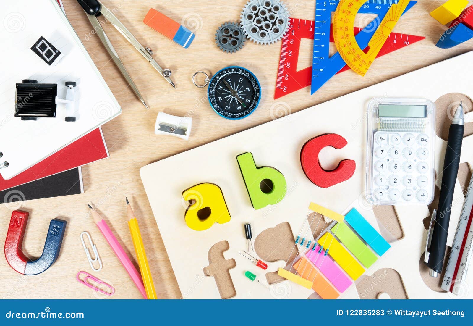 Close Up of Alphabet Board Game and Basic Equipment for Elementary ...