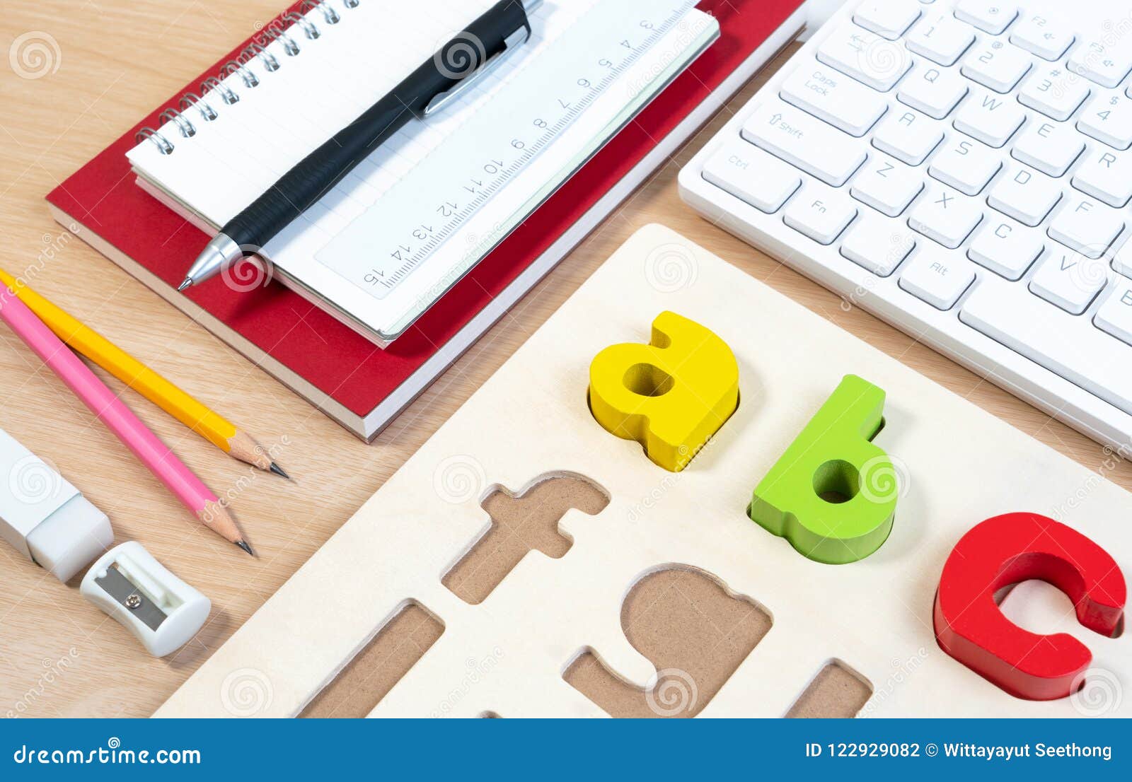 Close Up of Alphabet Board Game and Basic Equipment for Elementary ...