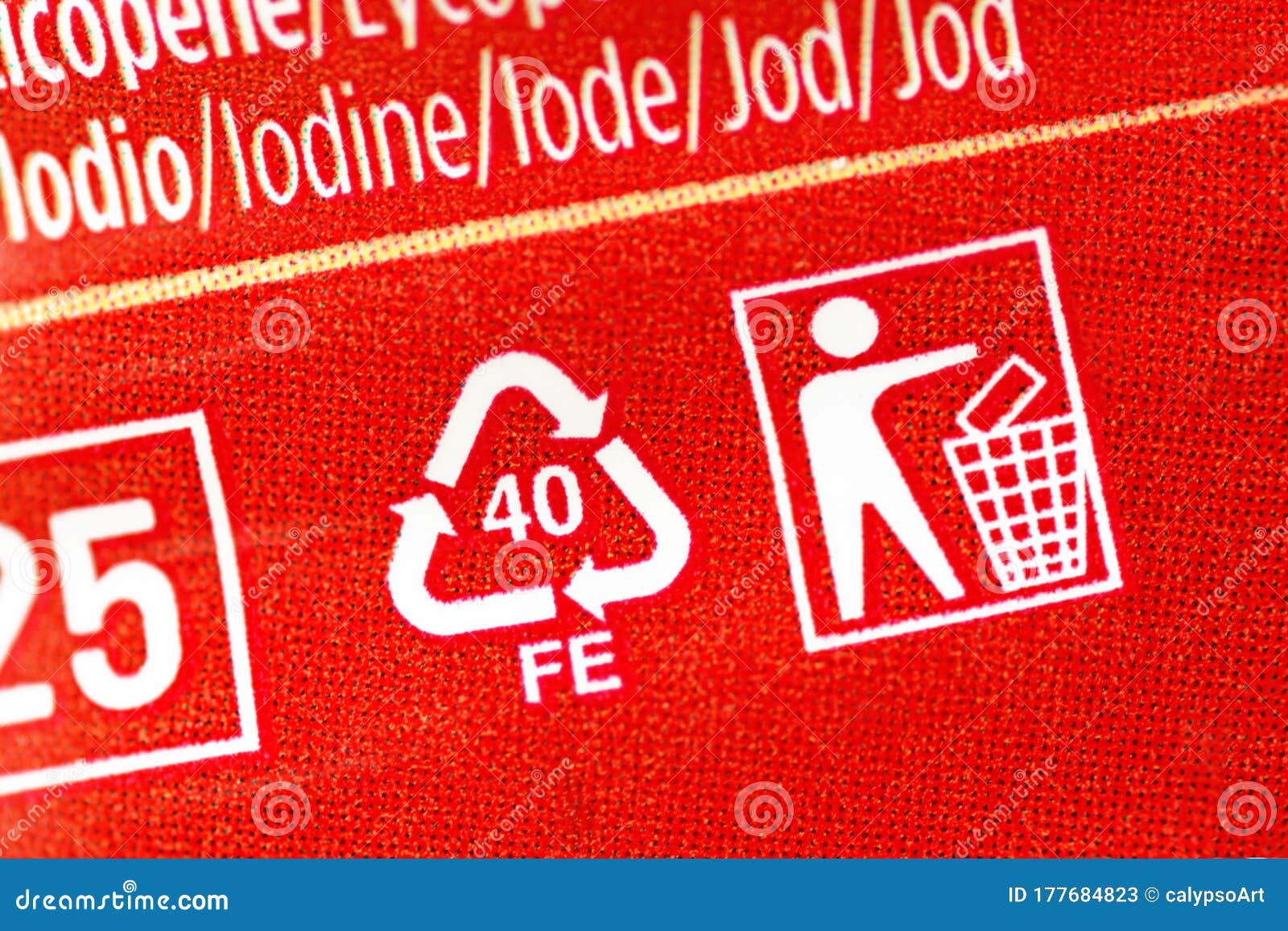 Close-up of Aluminium Recycling Symbol 40 FE Stock Image - Image of ...