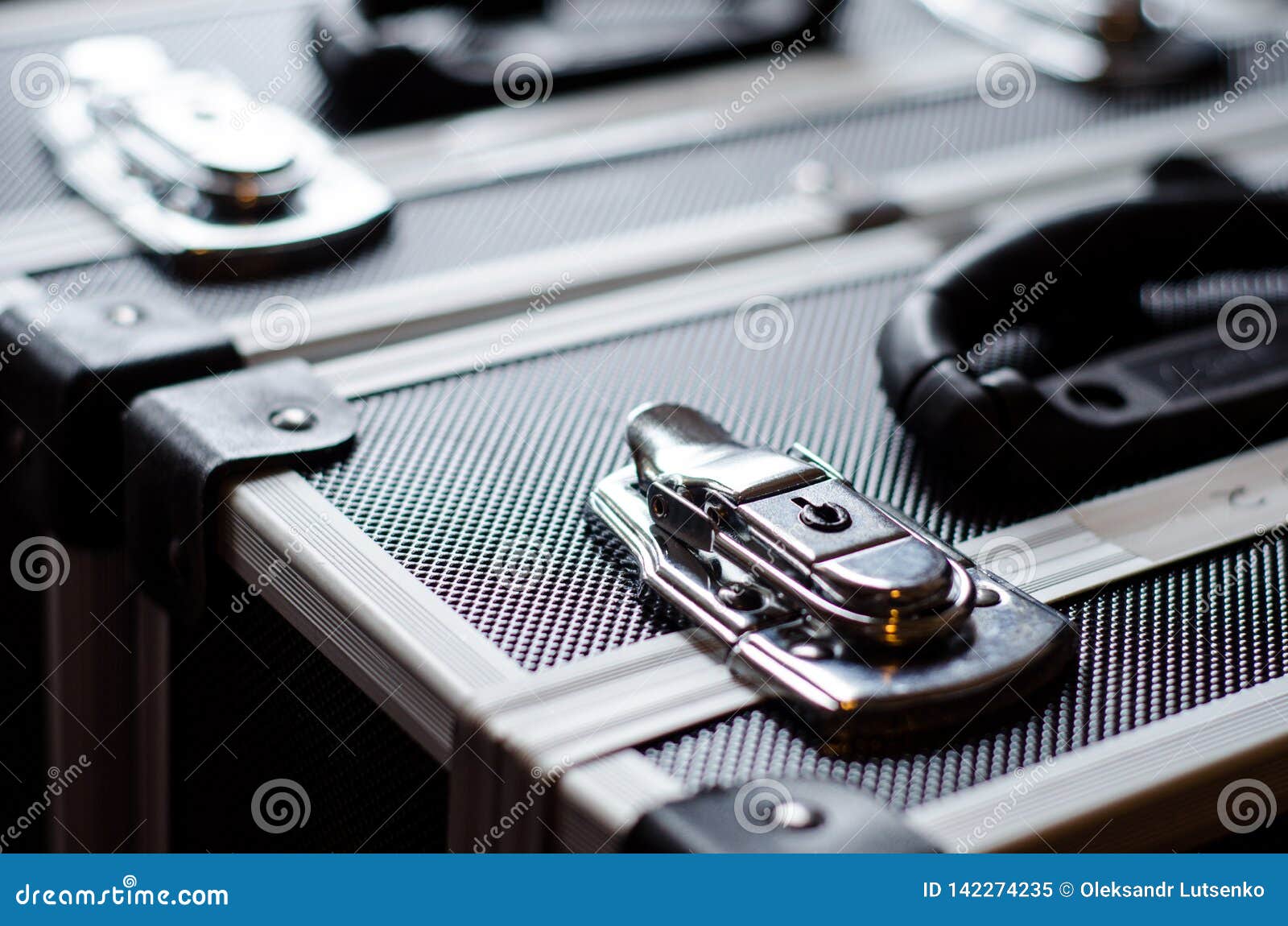 Close-up Aluminum Case. Case Latch Stock Image - Image of case, carry ...