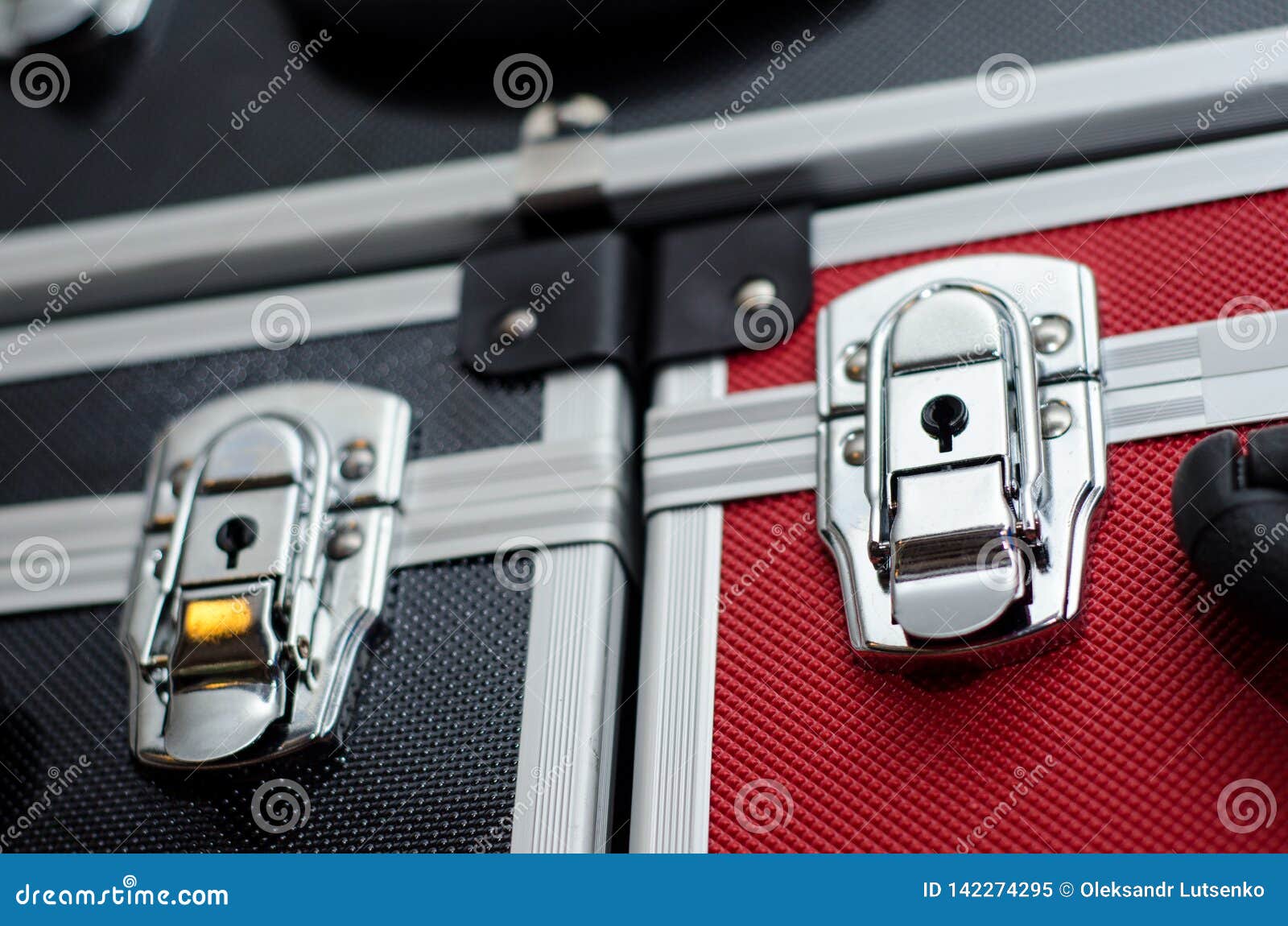 Close-up Aluminum Case. Case Latch Stock Image - Image of carry ...