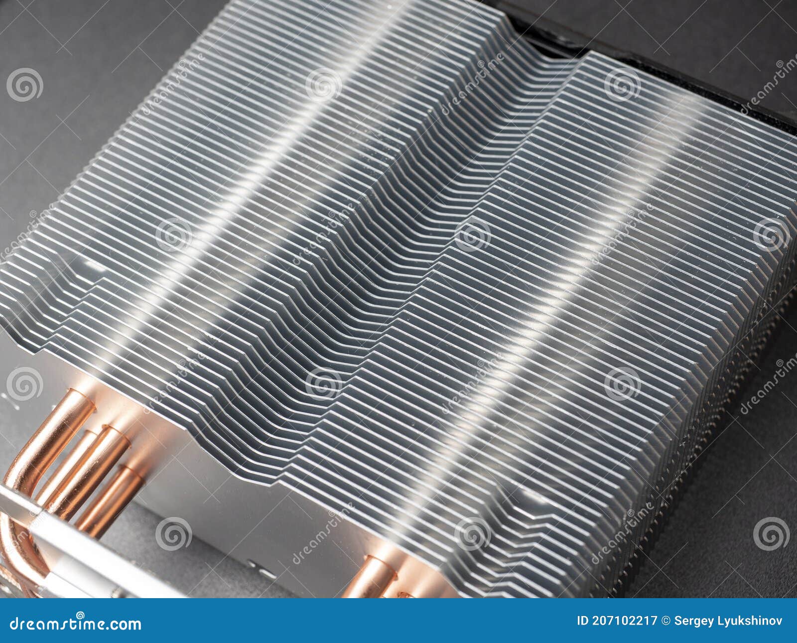Close-up of an Aluminum Radiator of a Computer Processor with Copper ...