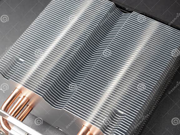 Close-up of an Aluminum Radiator of a Computer Processor with Copper ...