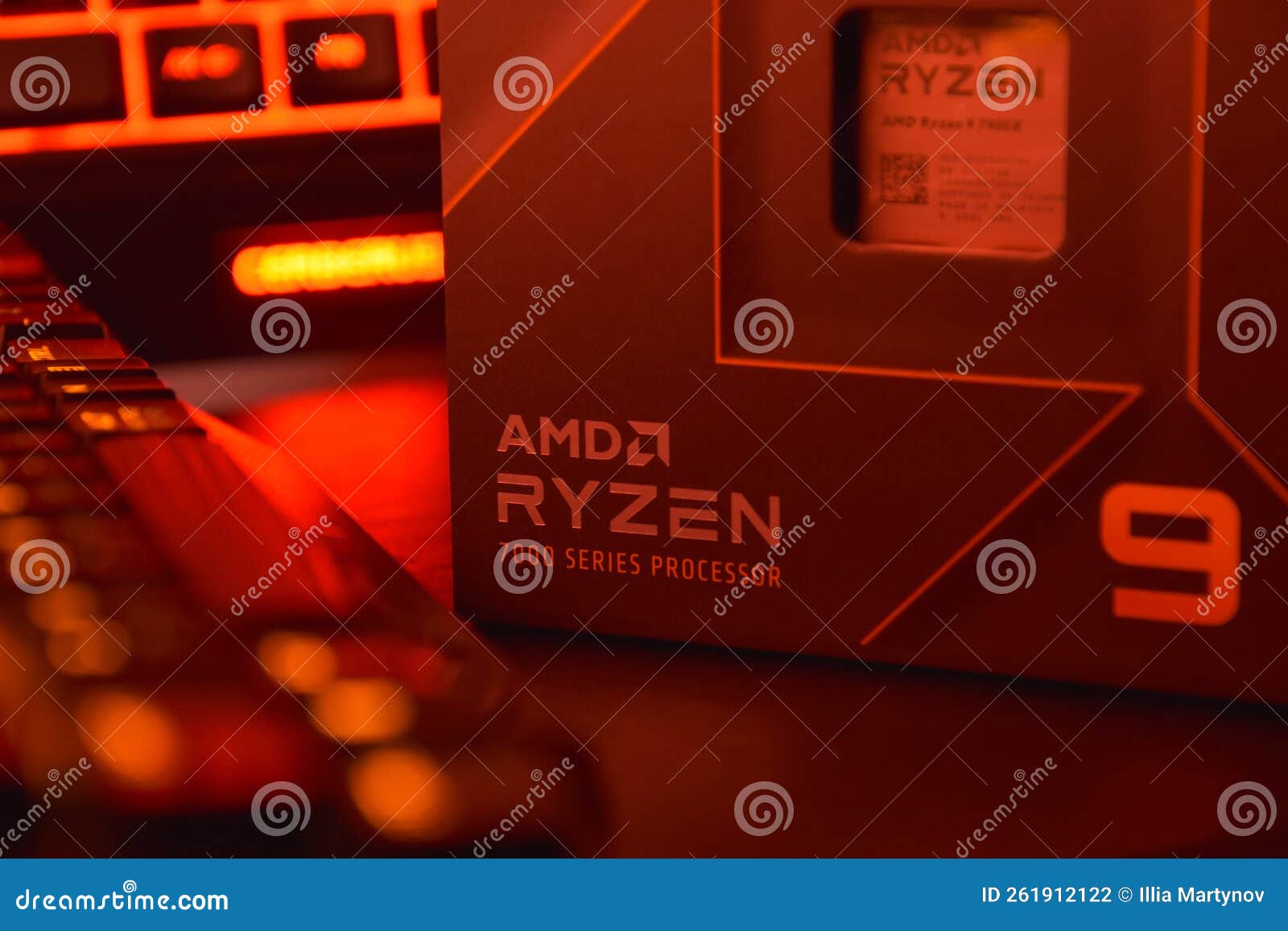 A Close-up of an AMD Ryzen 9 3900X Processor in a Packaging Box with ...