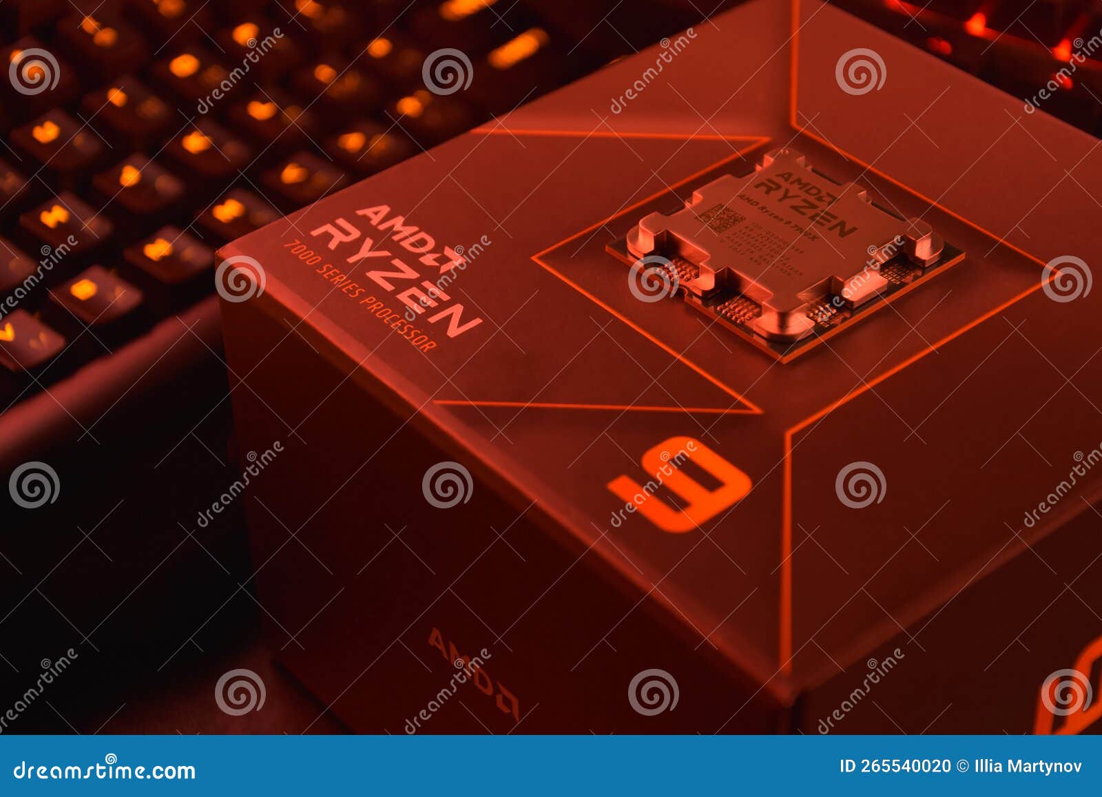 A Close-up of an AMD Ryzen 9 3900X Processor in a Packaging Box with ...