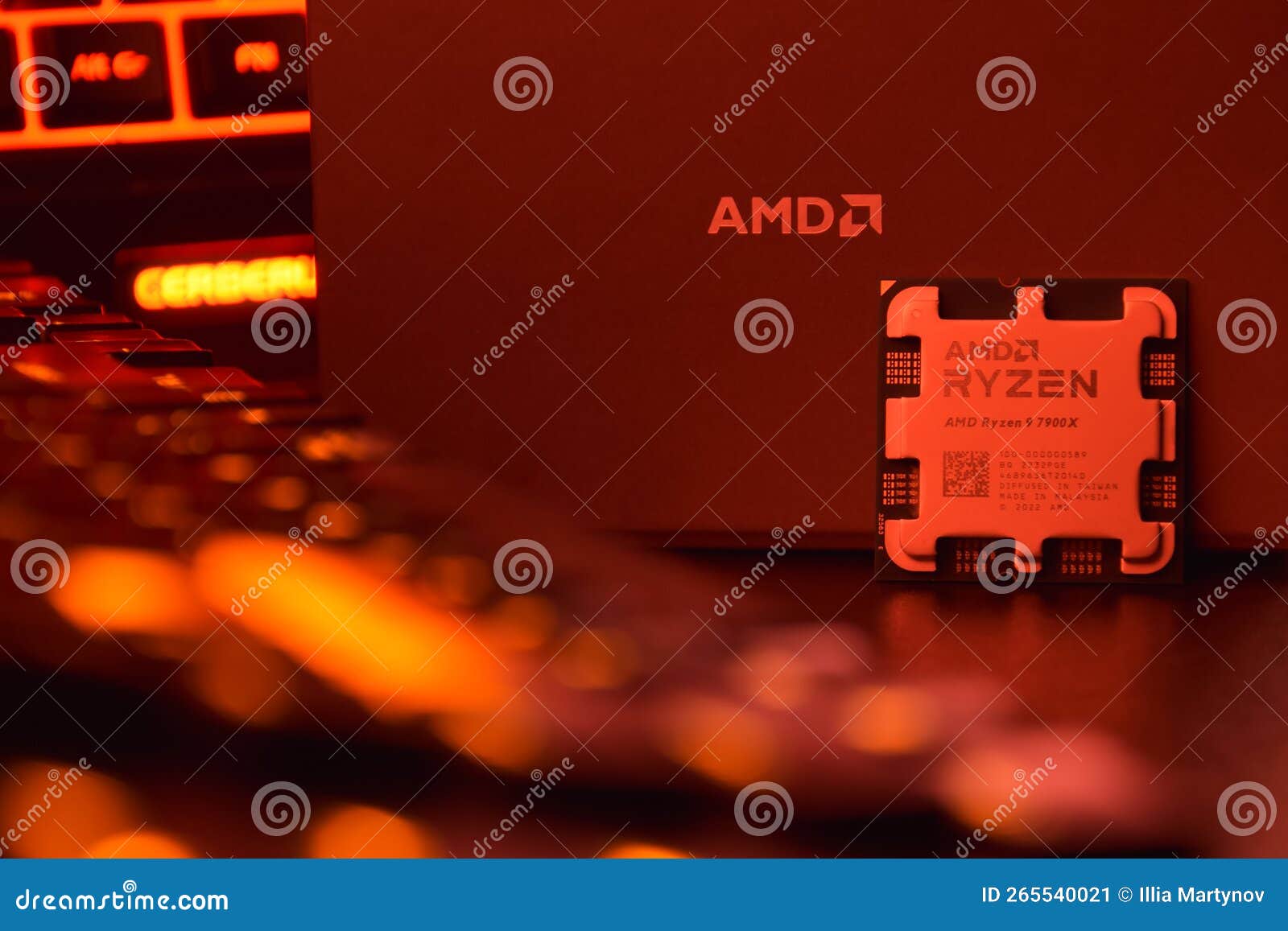 A Close-up of an AMD Ryzen 9 3900X Processor in a Packaging Box with ...