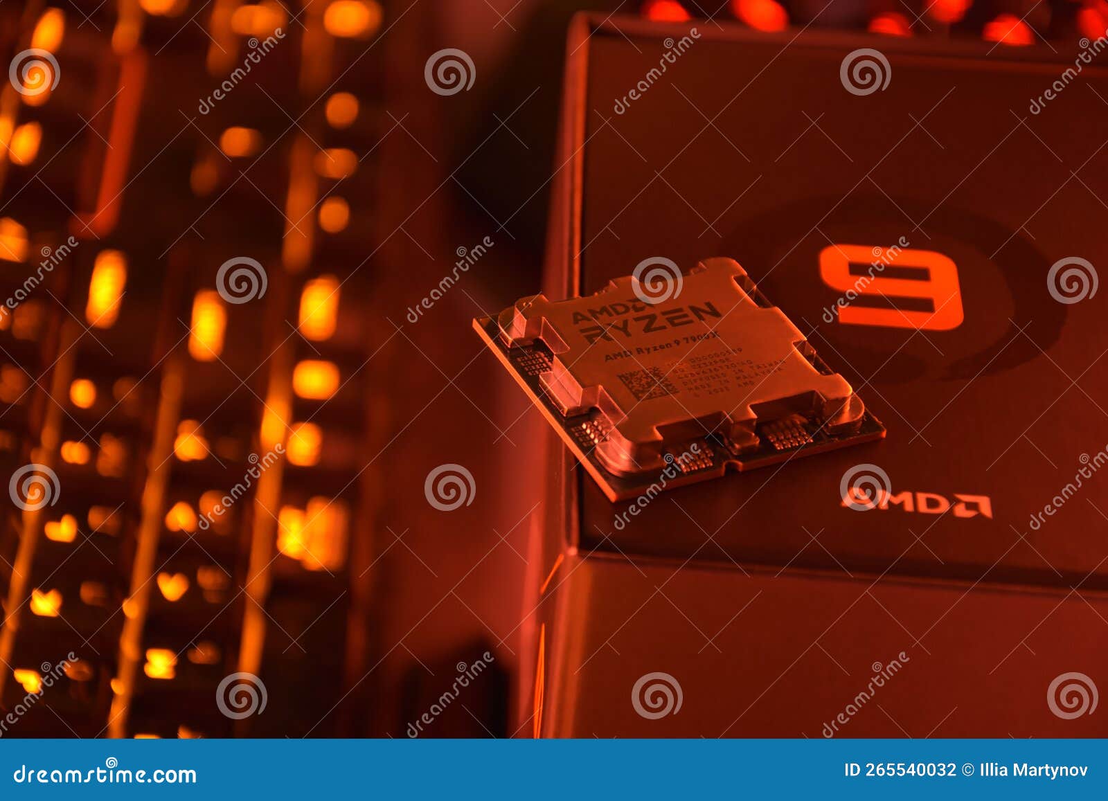A Close-up of an AMD Ryzen 9 3900X Processor in a Packaging Box with ...