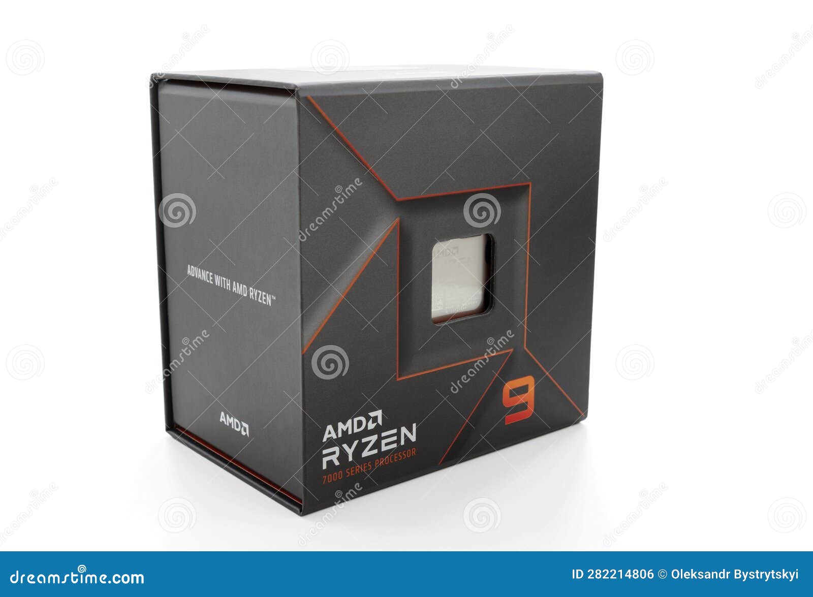 A Close-up of an AMD Ryzen 9 7900X Processor in a Packaging Box ...