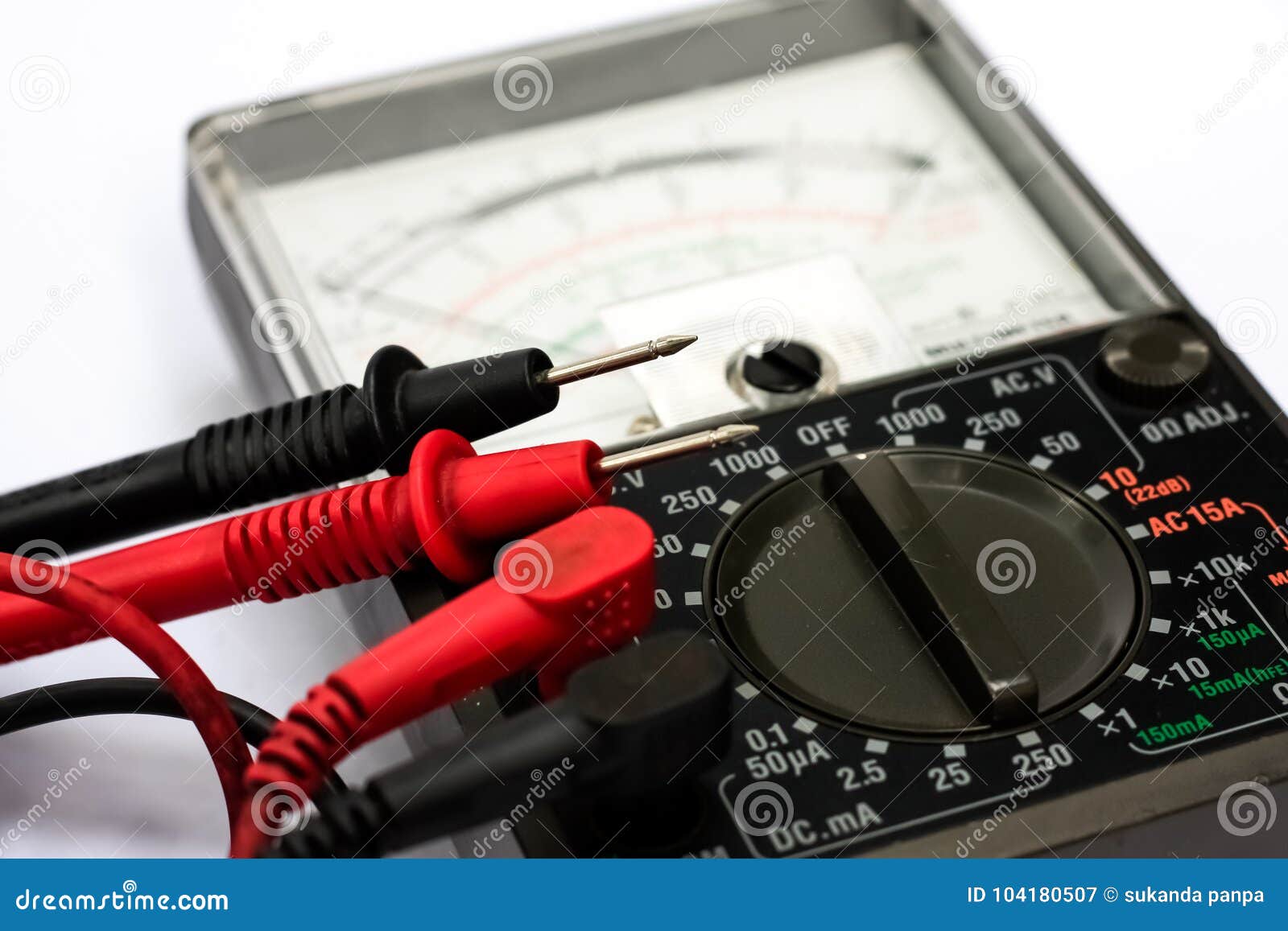 Close Up Analog Multimeter Isolated on White Background. Stock Image ...