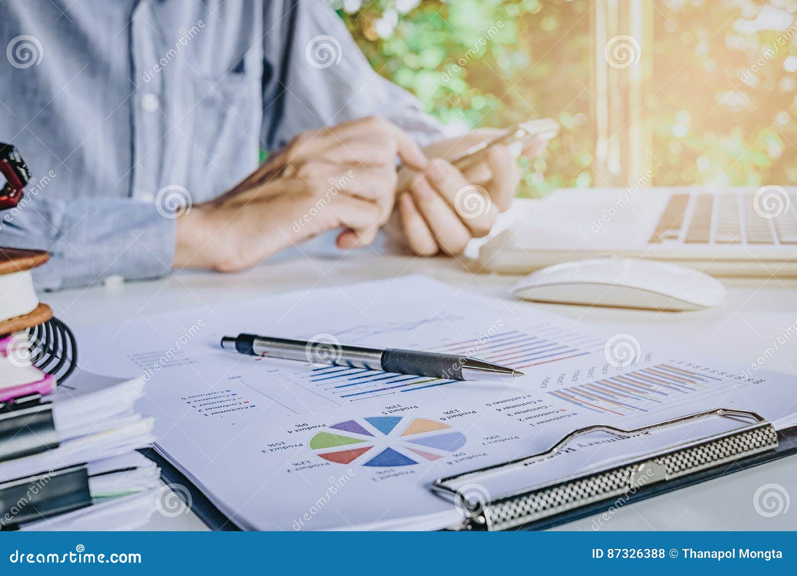 Close Up Analysis Chart or Graph on Modern White Office Desk Stock ...