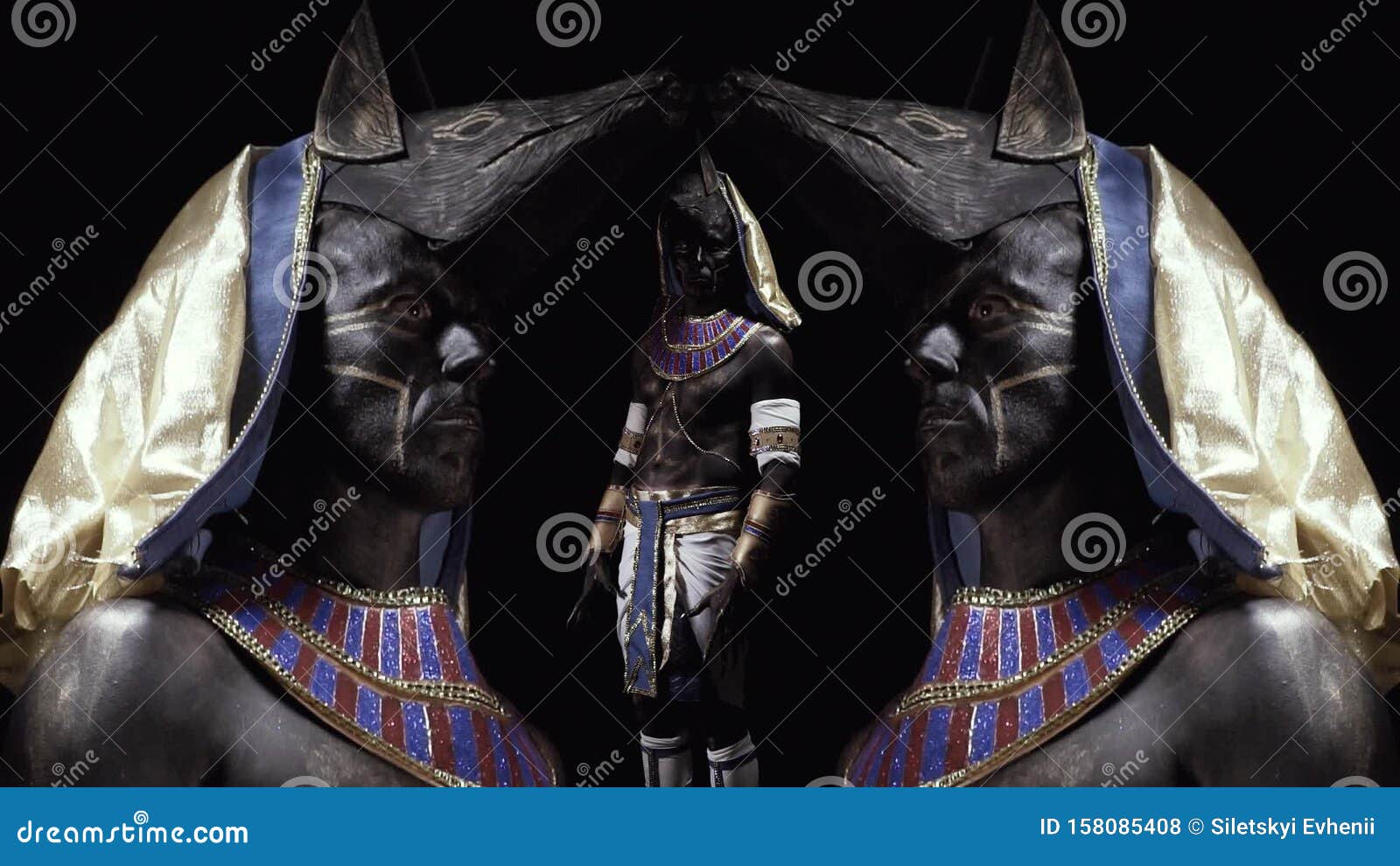 Anubis is Appearing from the Dark with Mirror Effect, Close Up Stock ...