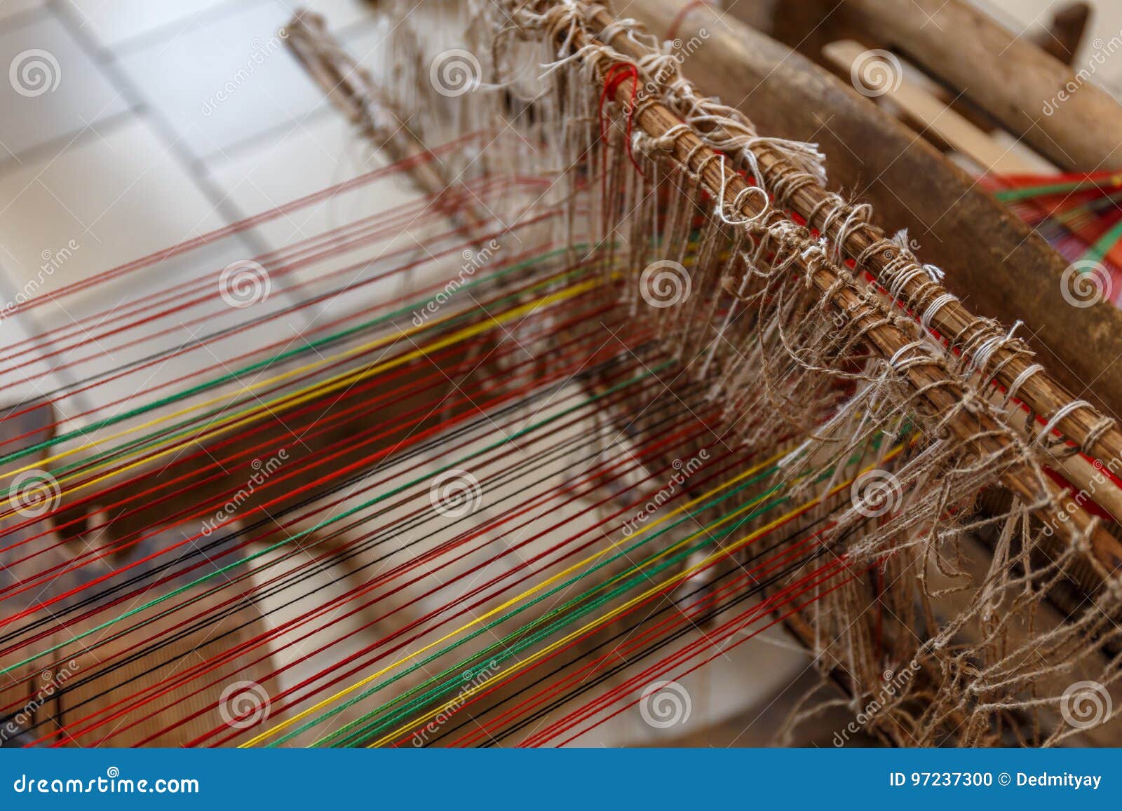 Close-up of Ancient Russian Traditional Hand Weaving Loom, Selective ...