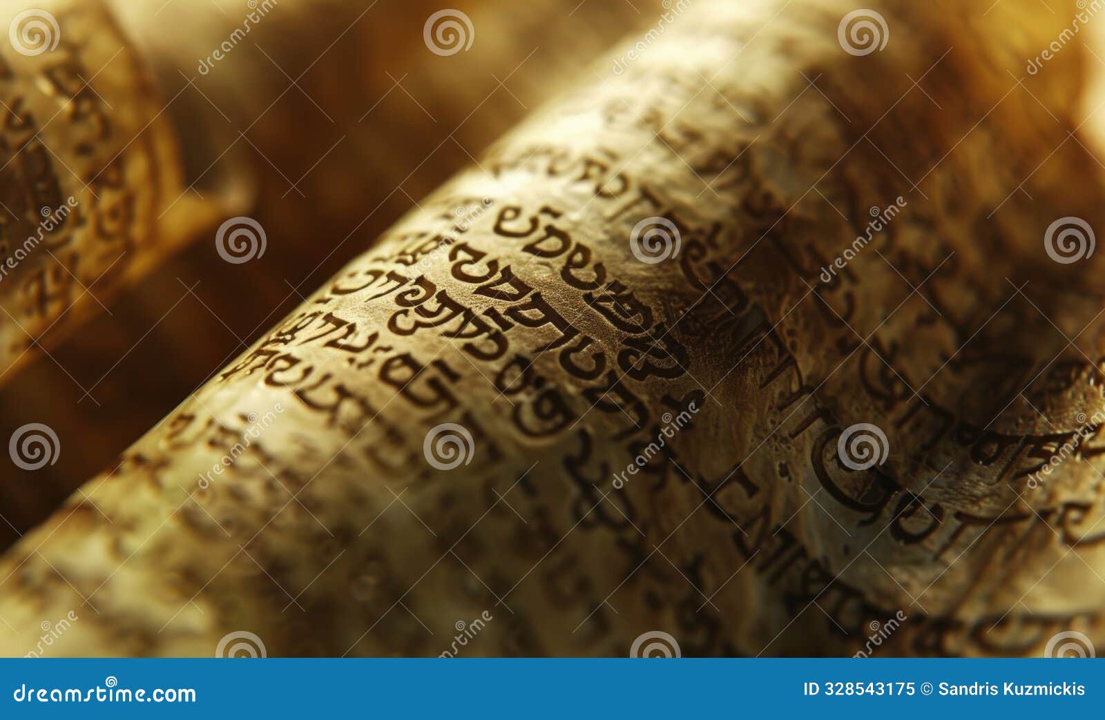 Close-up of an Ancient Scroll with Flowing Script and Symbols Written ...