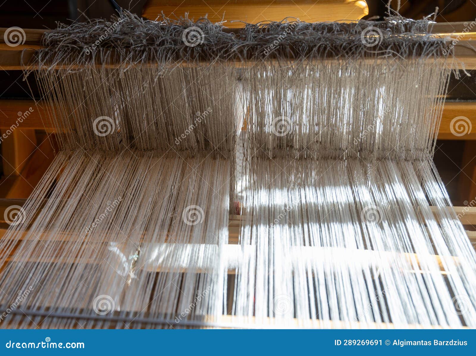 Close-up of Ancient Traditional Hand Weaving Loom or Weaving Machine ...