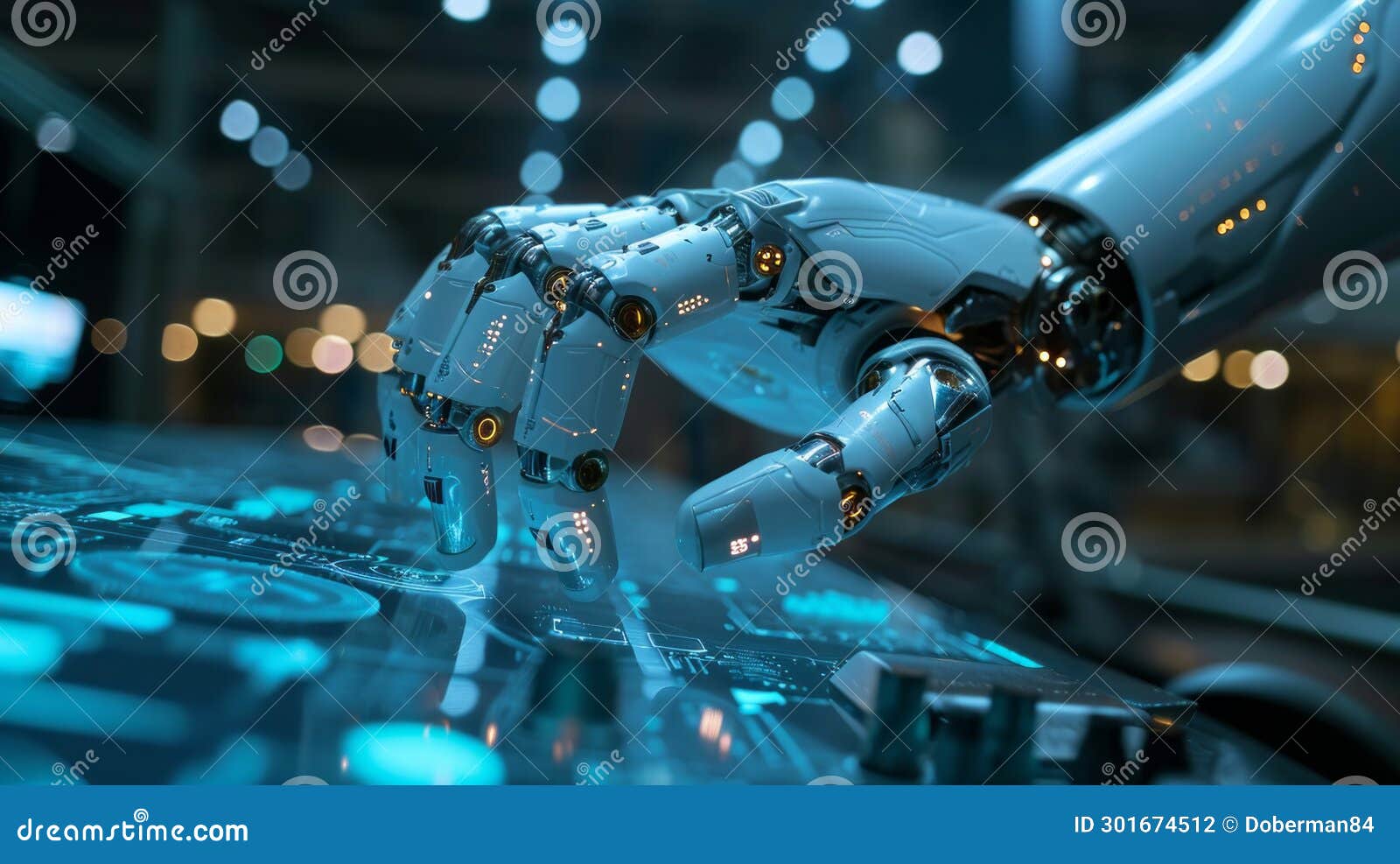Close-up of Android Robot S Hand Controlled by AI Electronic Impulses ...