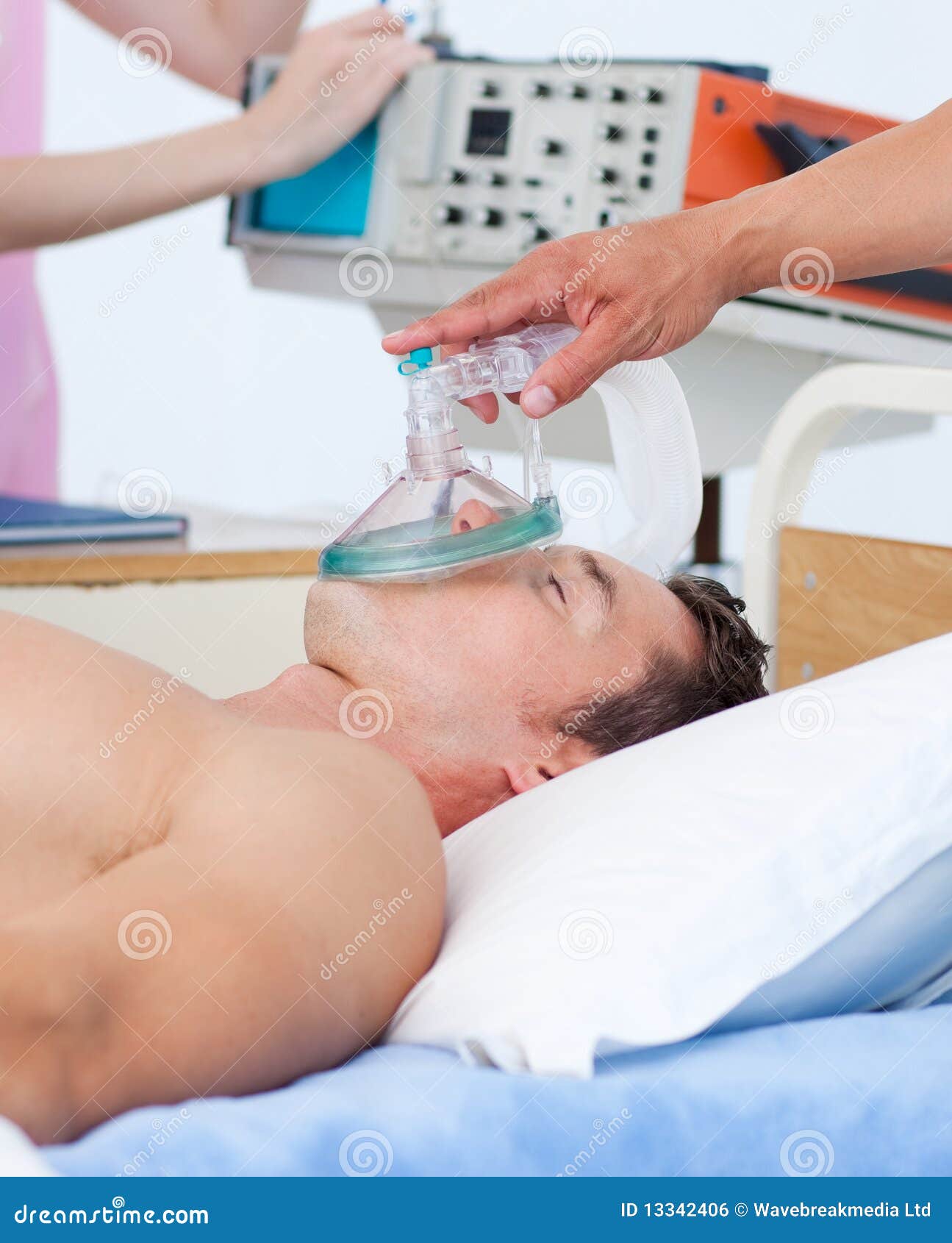 Close Up of an Anesthetist Putting Oxygen Mask on Stock Photo - Image ...