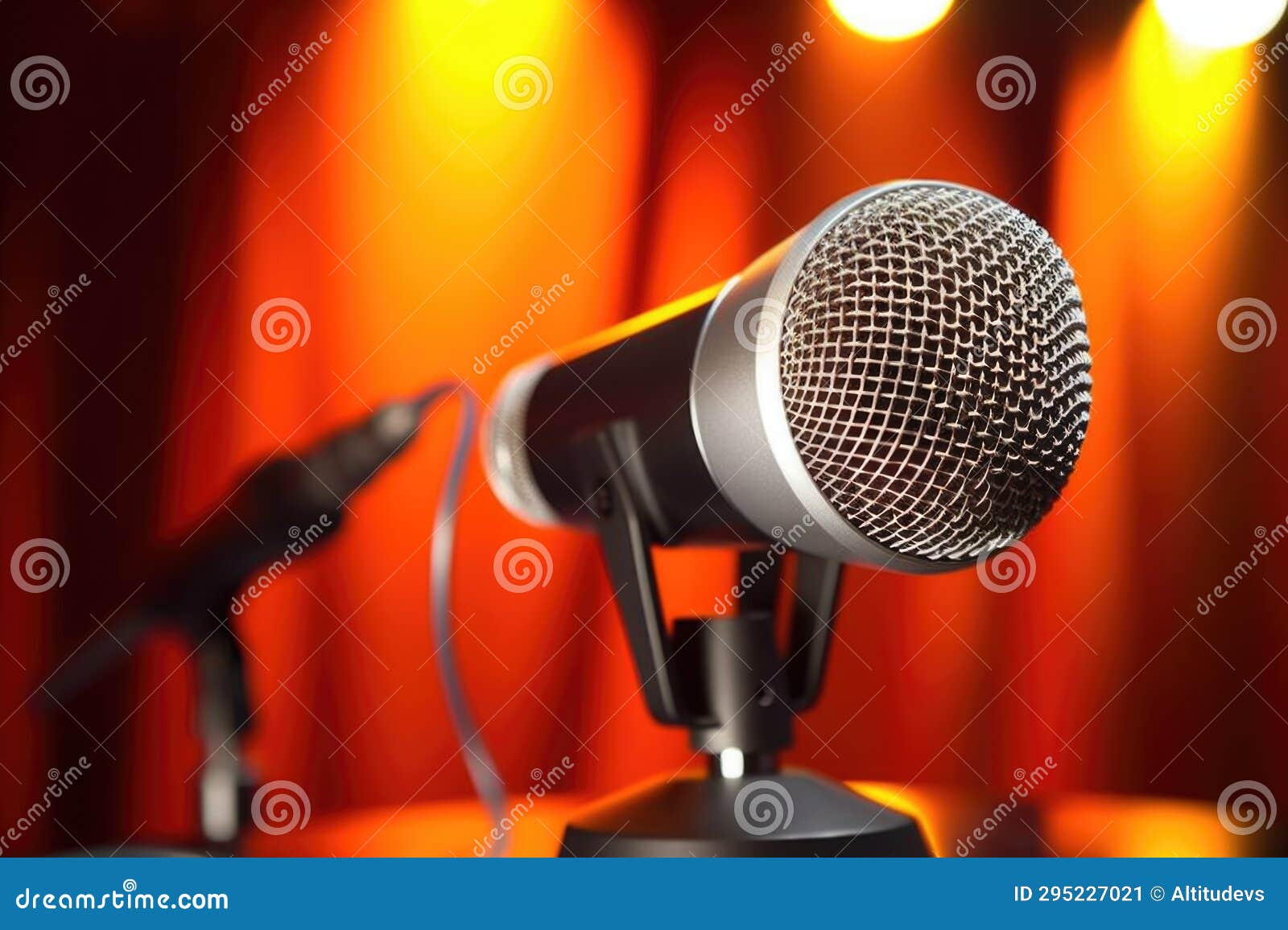 Close-up Angle of Microphone with on-air Sign in Background Stock Image ...