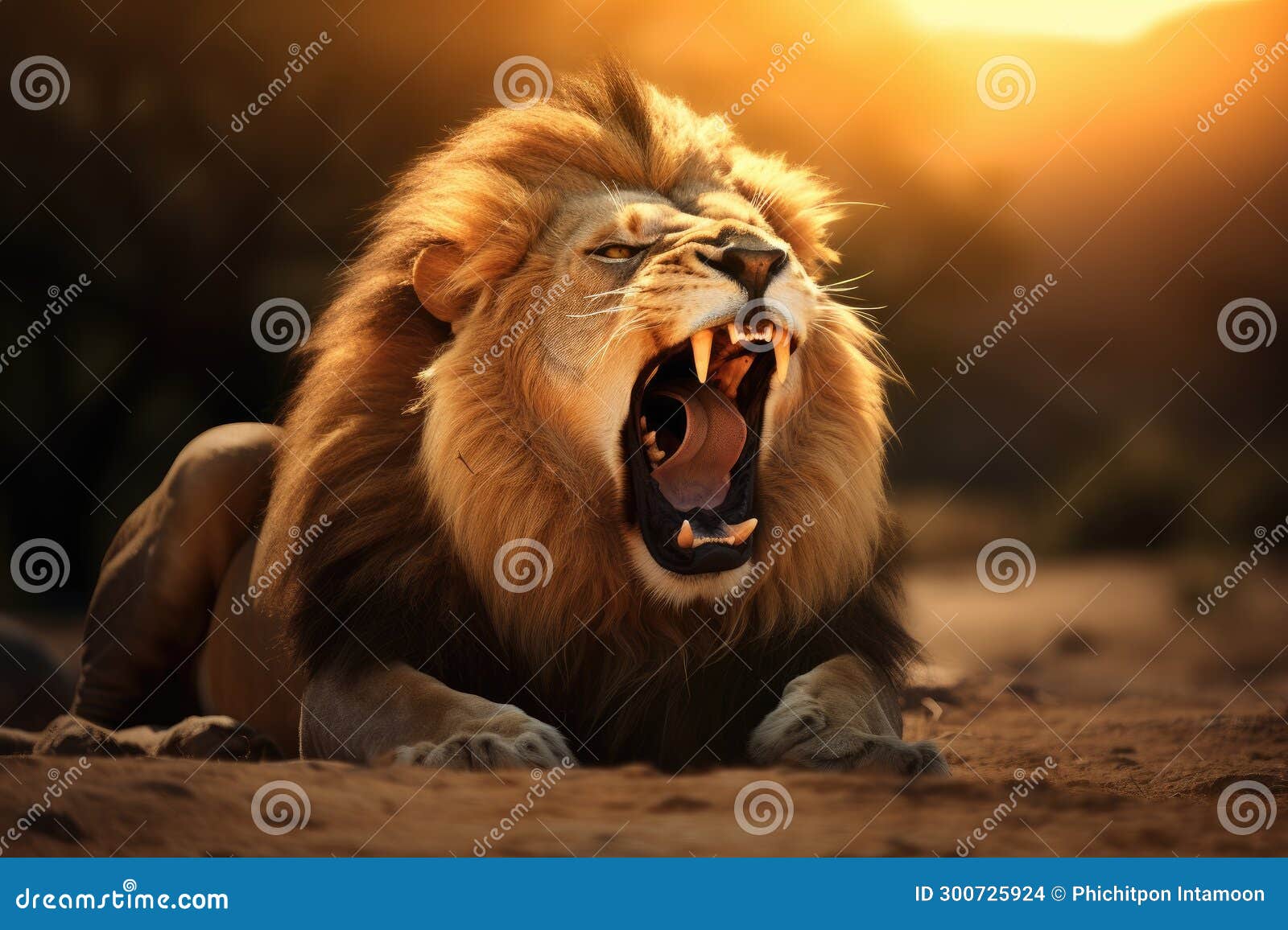 Close-up of an Angry Roaring Lion Ready To Attack. Generative AI Stock ...