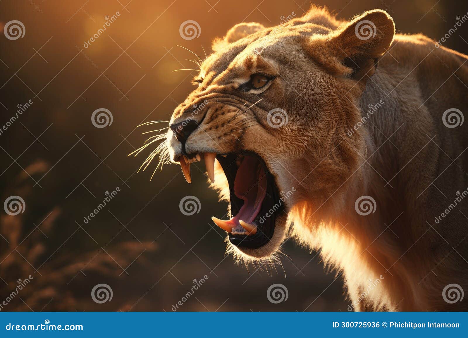 Close-up of an Angry Roaring Lion Ready To Attack. Generative AI Stock ...