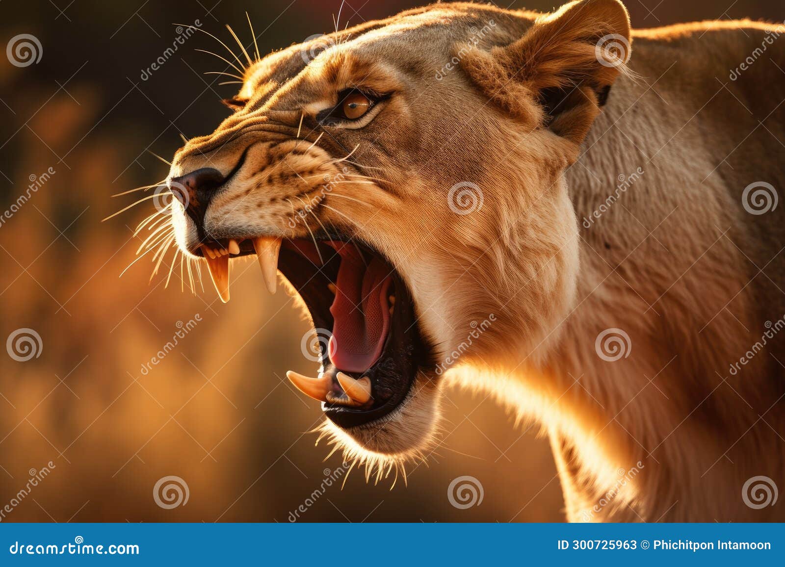 Close-up of an Angry Roaring Lion Ready To Attack. Generative AI Stock ...