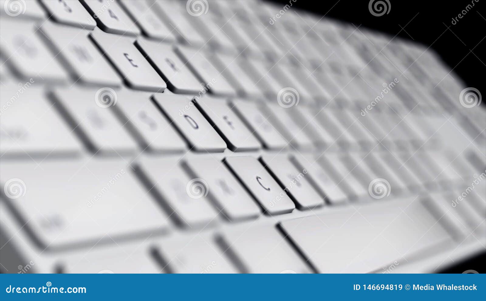 Close-up Animation of White Buttons of Keyboard. Computer Keyboard ...
