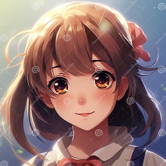Close Up Of Anime Girl Cute Kawai Illustration Generative Ai Stock Illustration Illustration