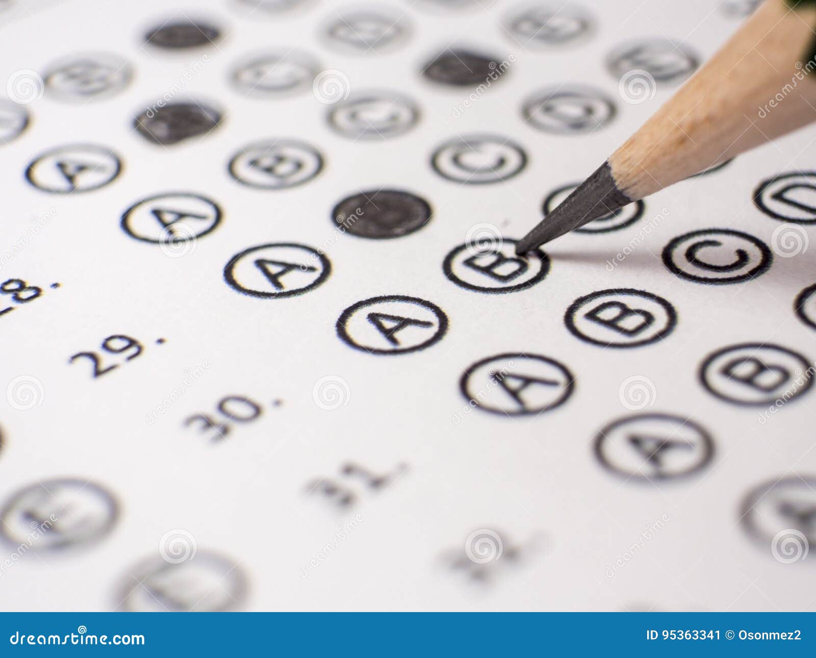 Close Up Answer Sheet for School Stock Image - Image of business, check ...