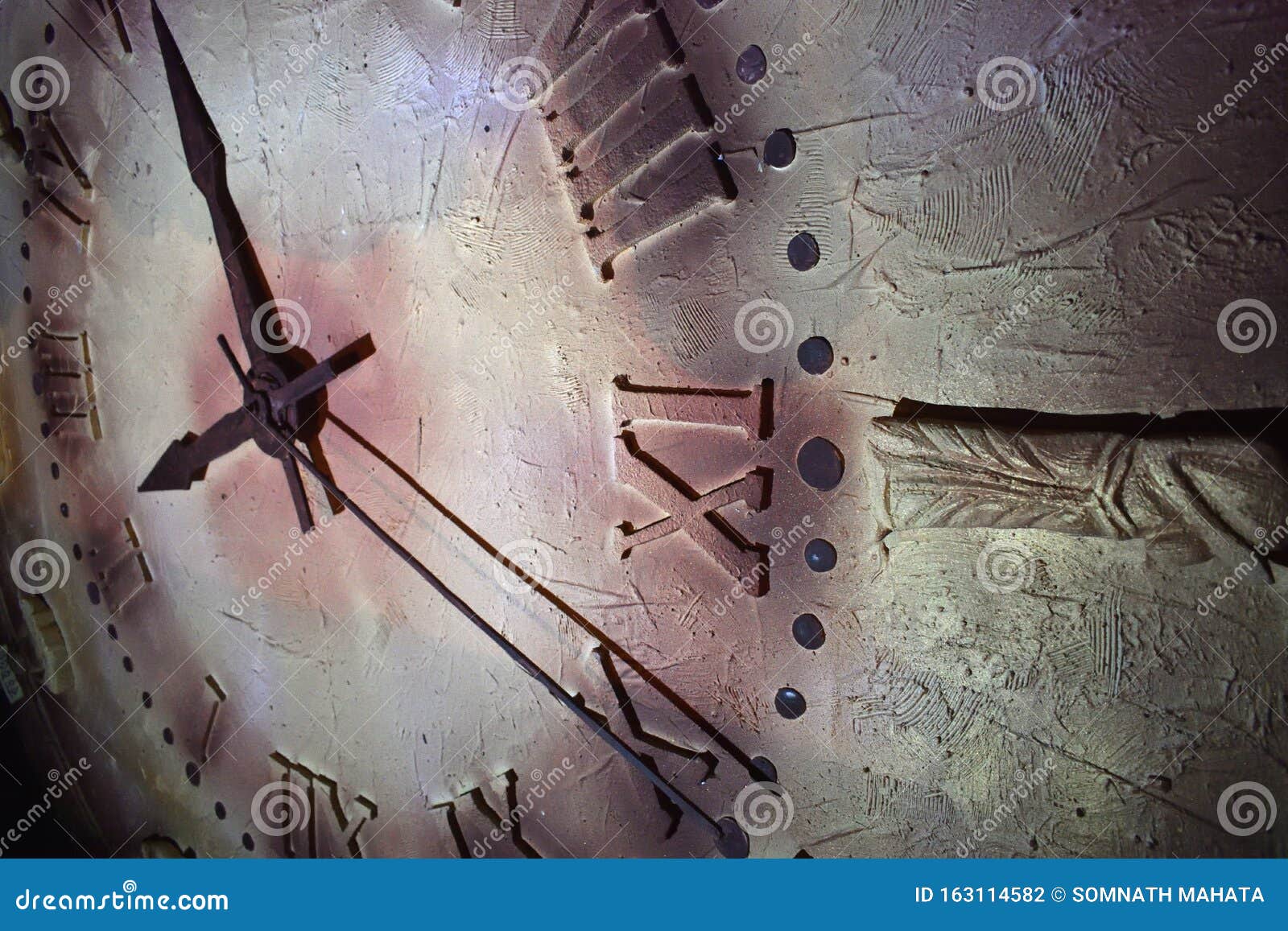 Close Up of an Antique Clock and the Time is almost Midnight. Concept ...
