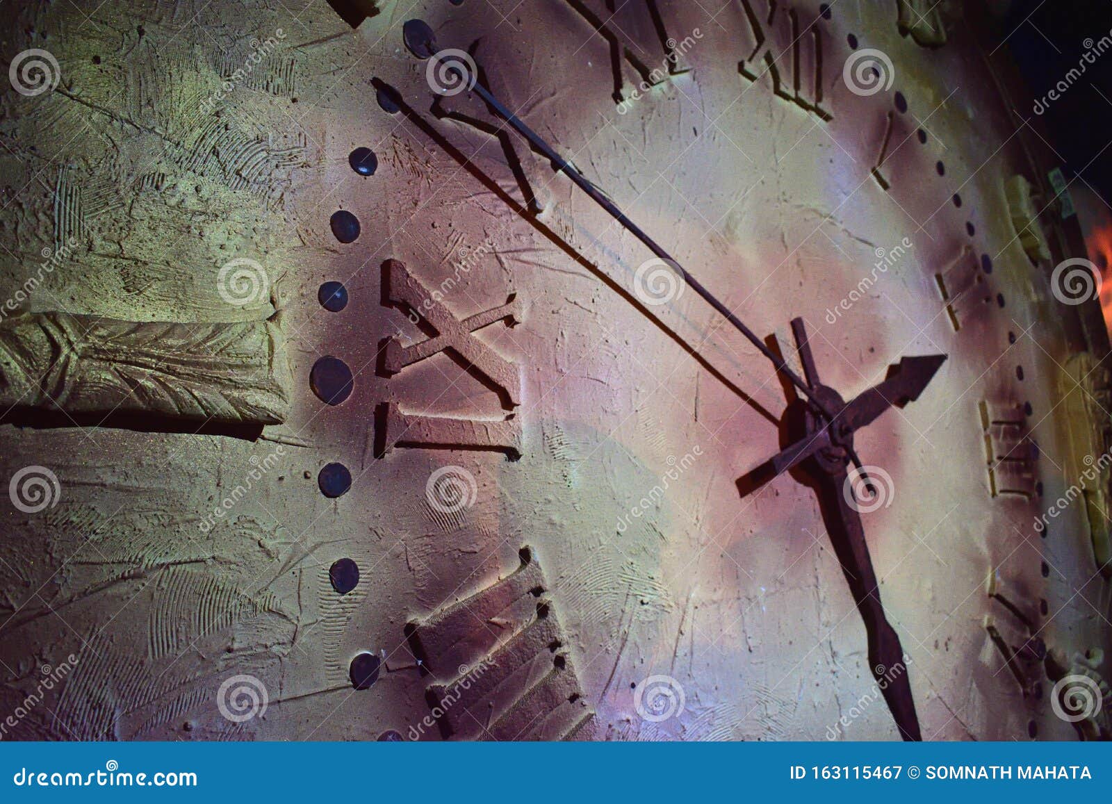 Close Up of an Antique Clock and the Time is almost Midnight. Concept ...