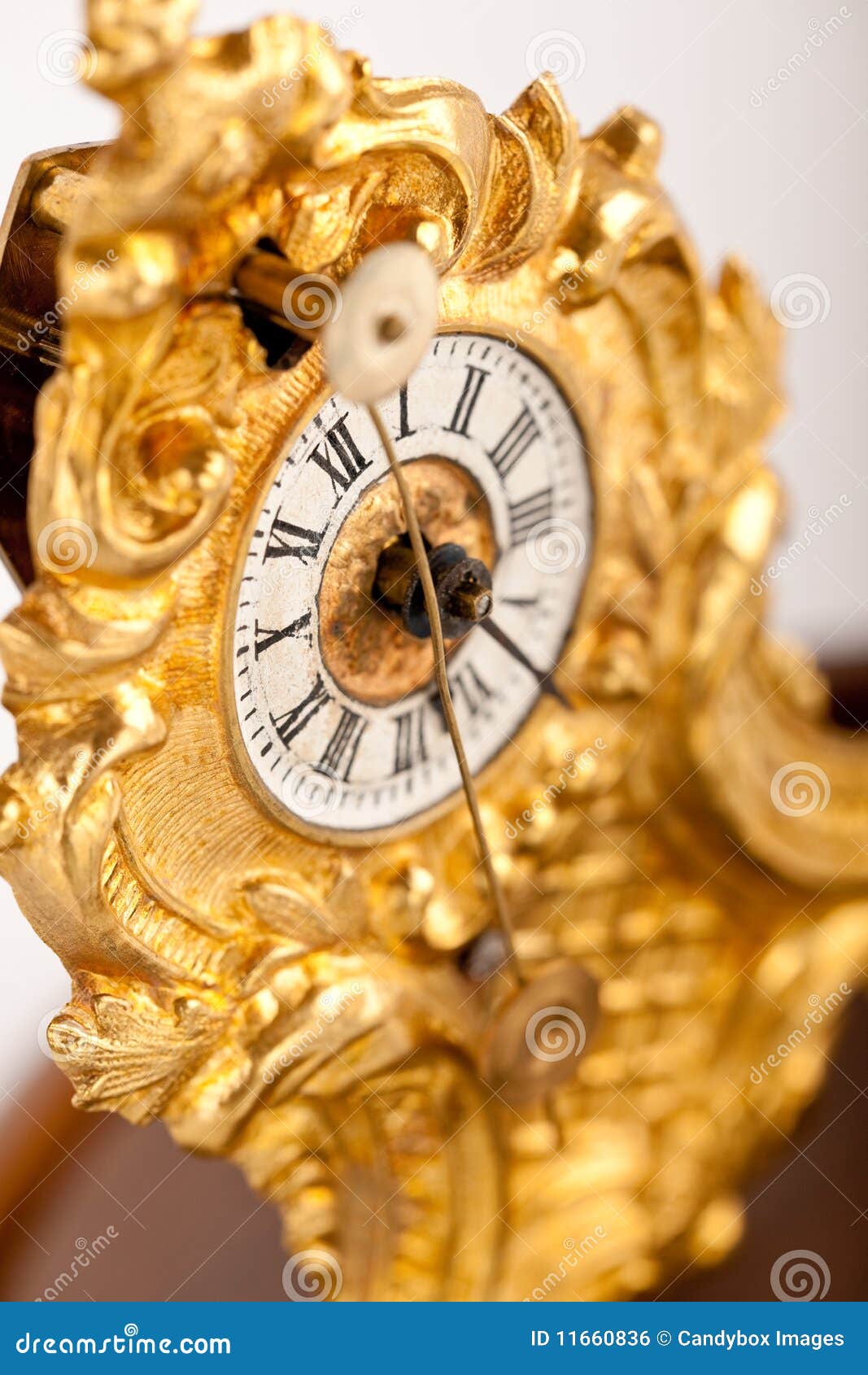 Close-up of Antique Gold Clock Stock Photo - Image of number, minute ...