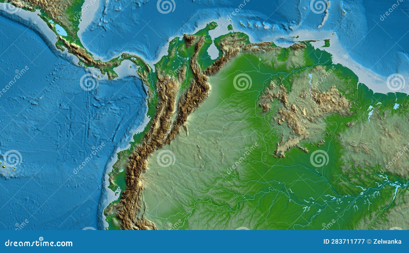 Colombia Area. Physical Map Stock Illustration - Illustration of ...