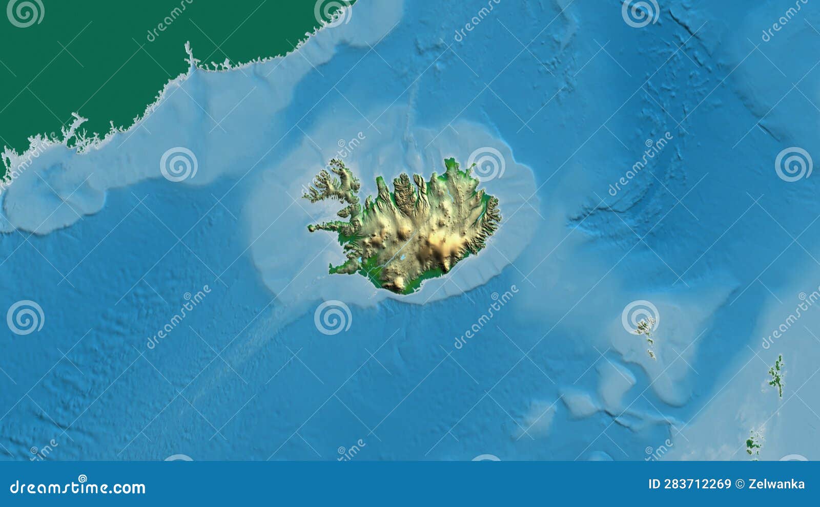 Iceland area. Physical map stock illustration. Illustration of edges ...