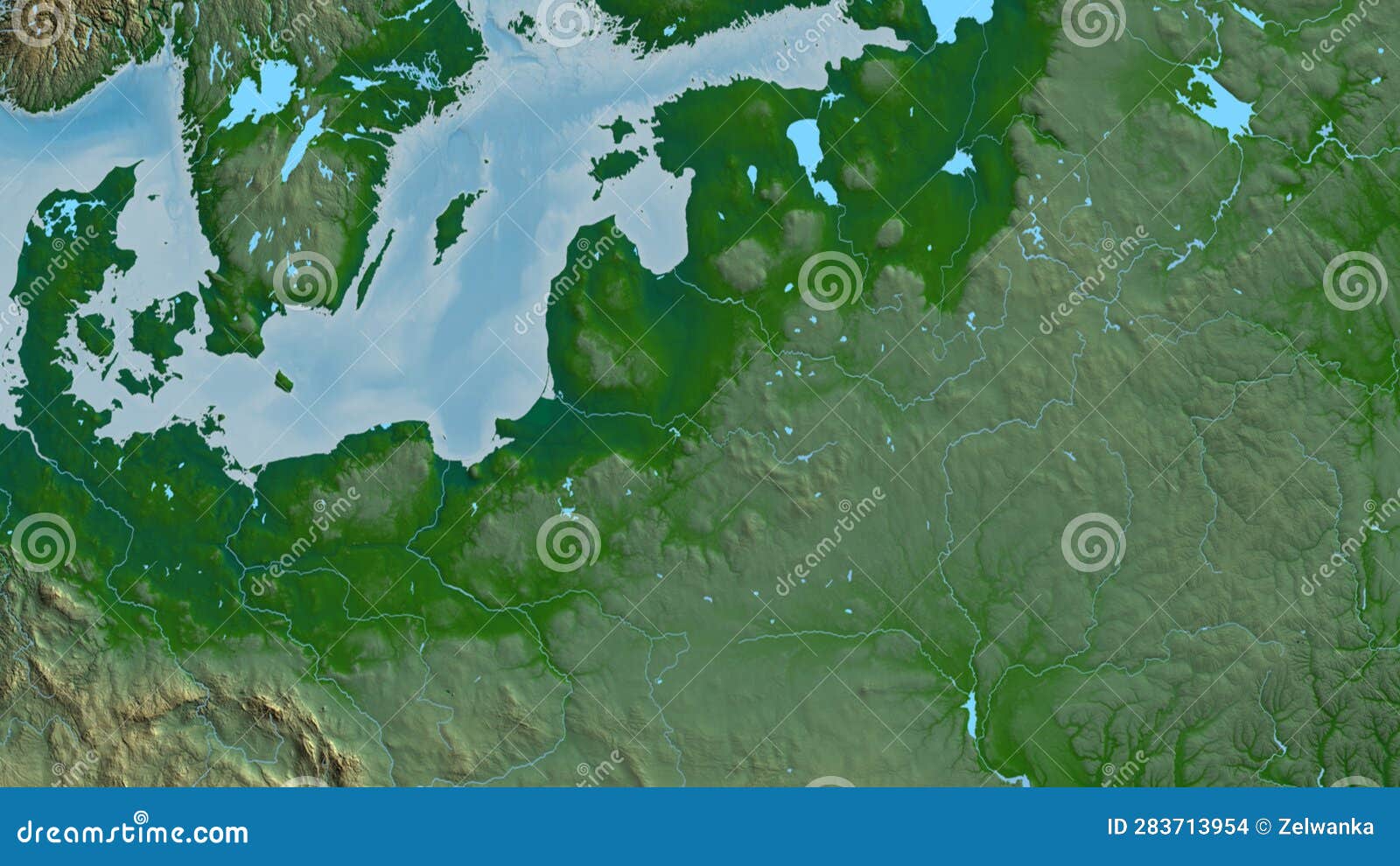 Lithuania Area. Physical Map Stock Illustration - Illustration of shape ...