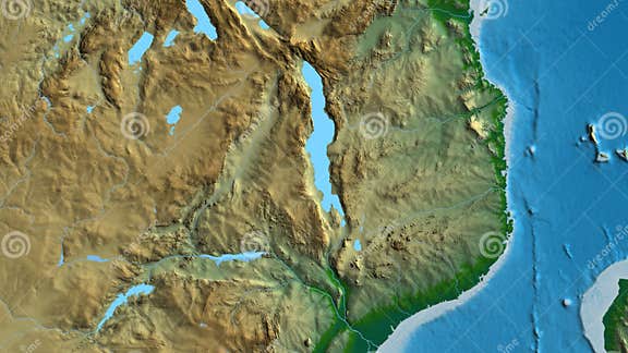 Malawi area. Physical map stock illustration. Illustration of ...