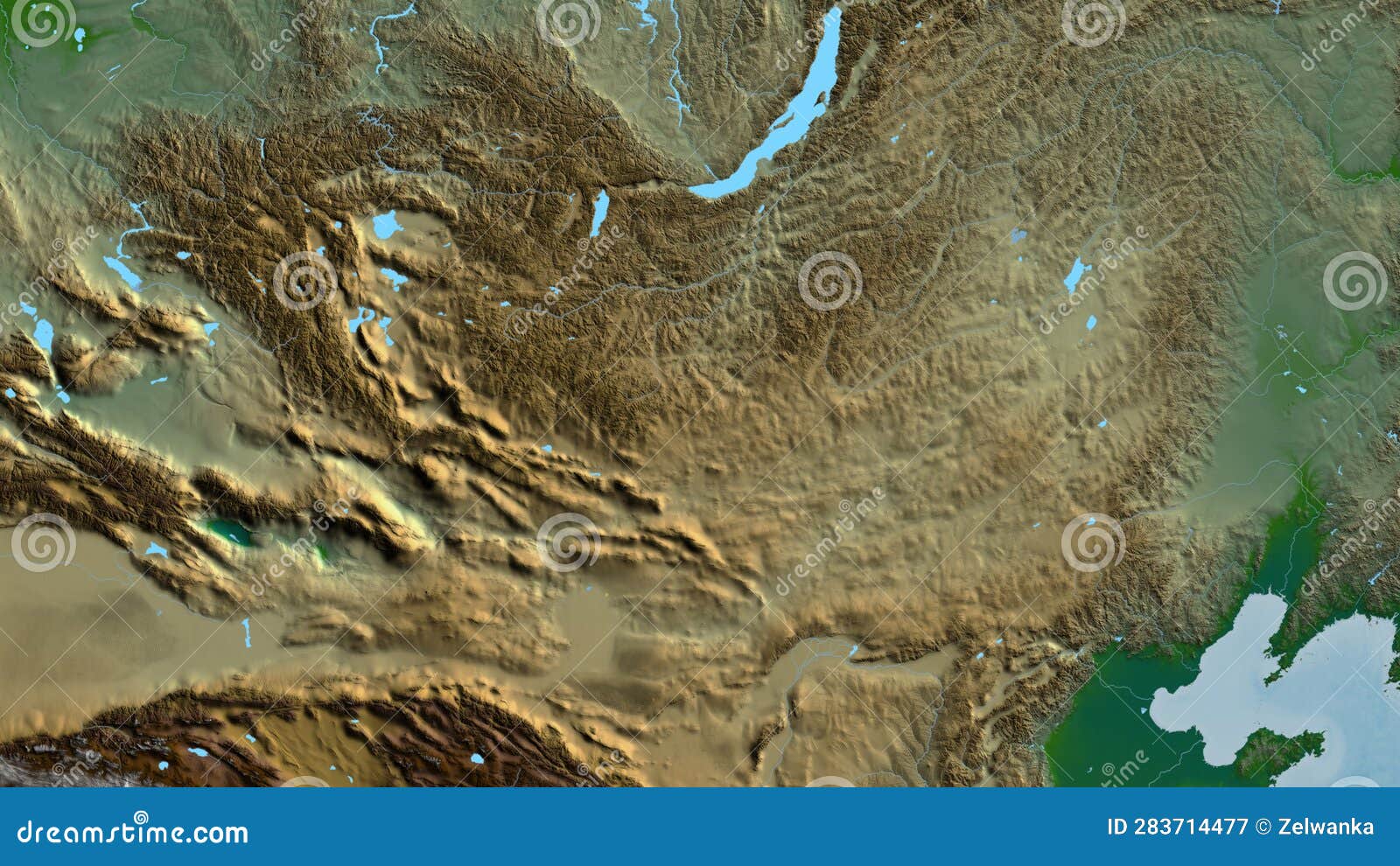 Mongolia Area. Physical Map Stock Illustration - Illustration of ...
