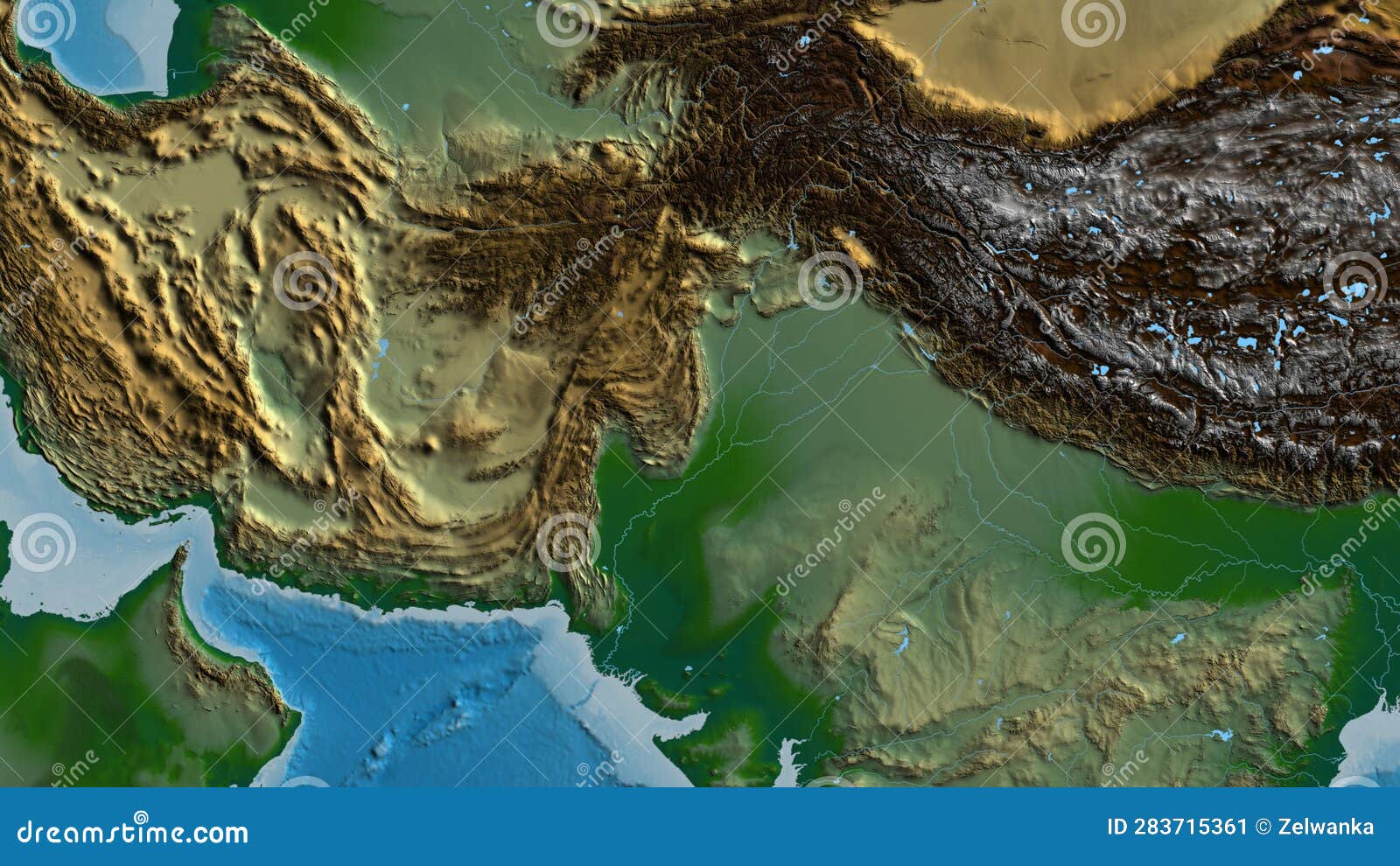 Pakistan Area. Physical Map Stock Illustration - Illustration of ...