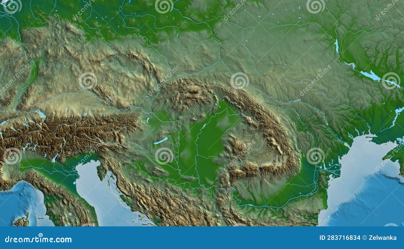 Slovakia Area. Physical Map Stock Illustration - Illustration of ...