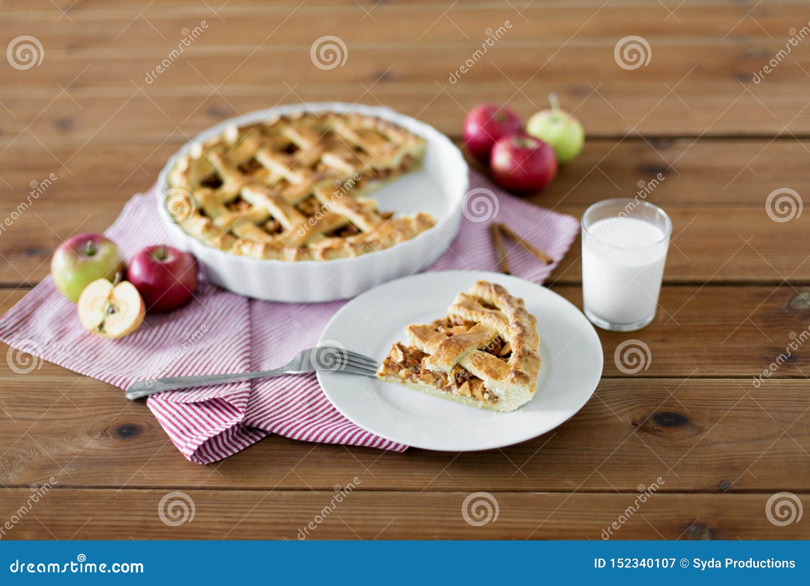 Close Up of Apple Pie and Fork on Plate Stock Image - Image of baking ...