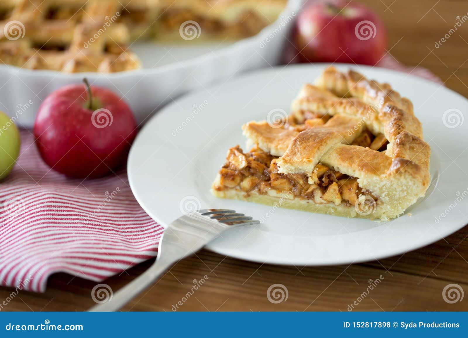 Close Up of Apple Pie and Fork on Plate Stock Photo - Image of homemade ...