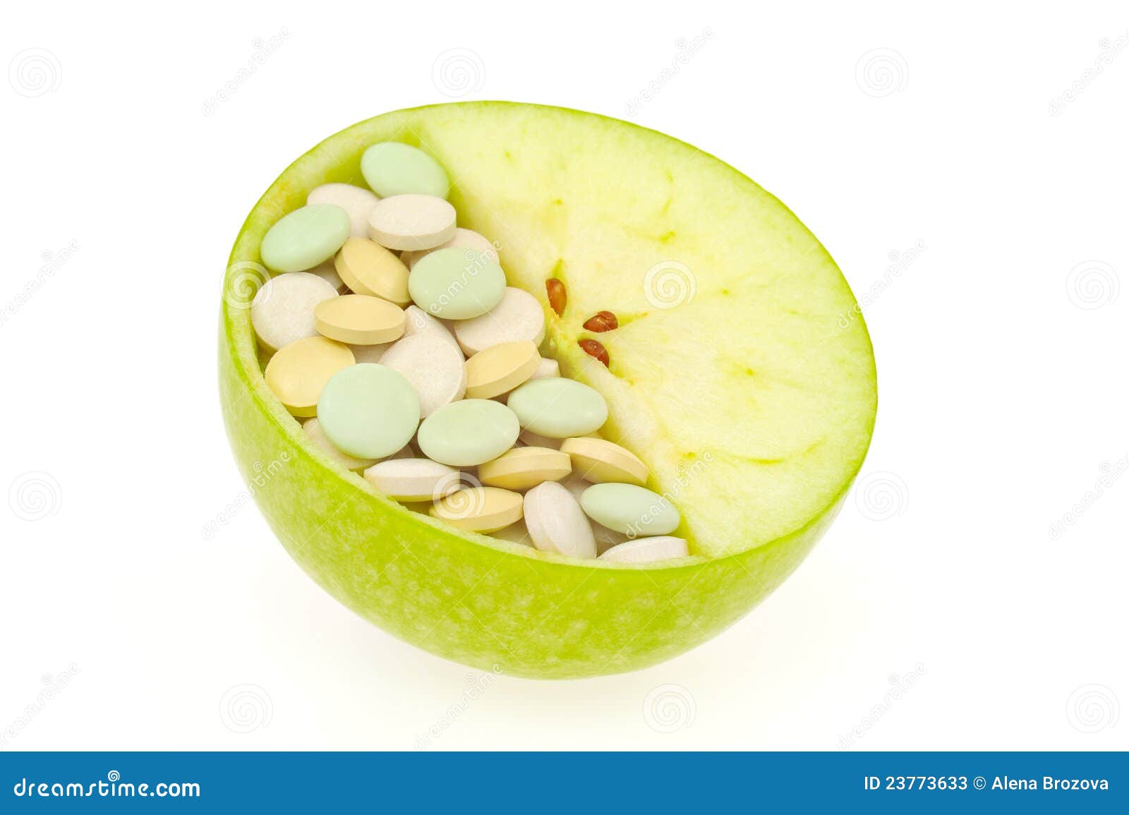 Close Up of Apple and Pills Isolated Stock Image - Image of drugs, care ...
