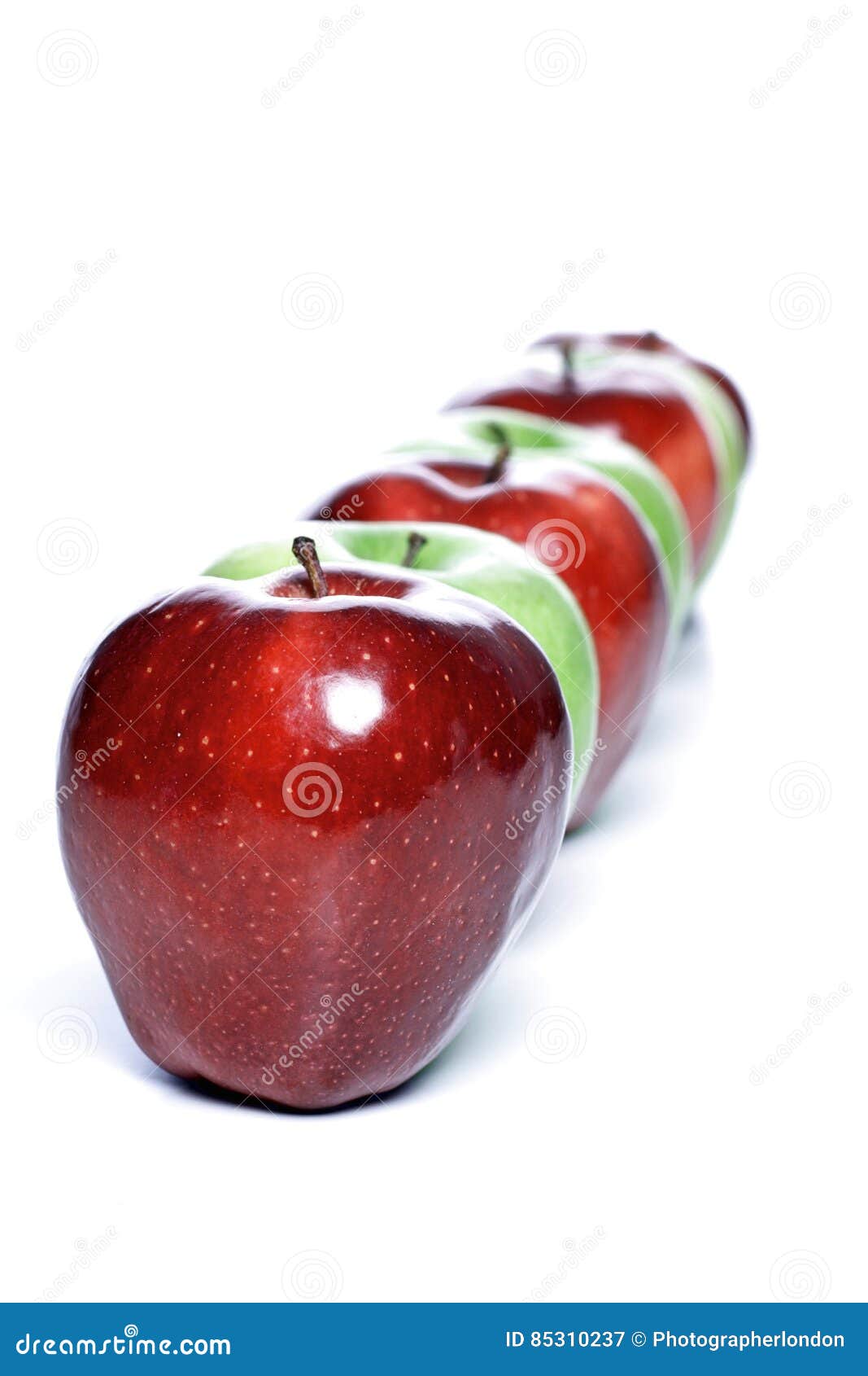 Close-up of Apples in Row on White Background Stock Image - Image of ...