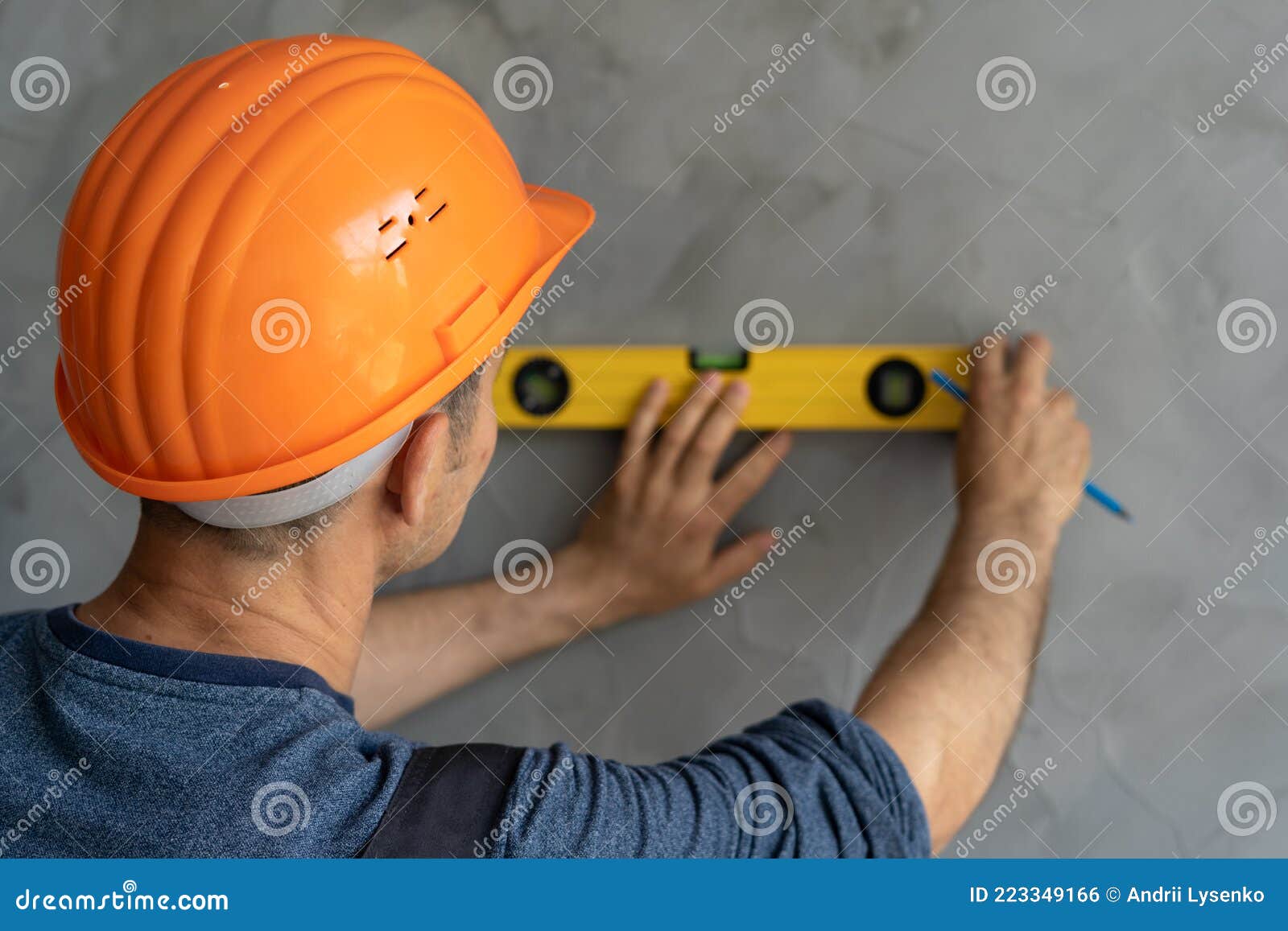 Close-up Architect or Construction Worker in Hardhat Checking Level of ...