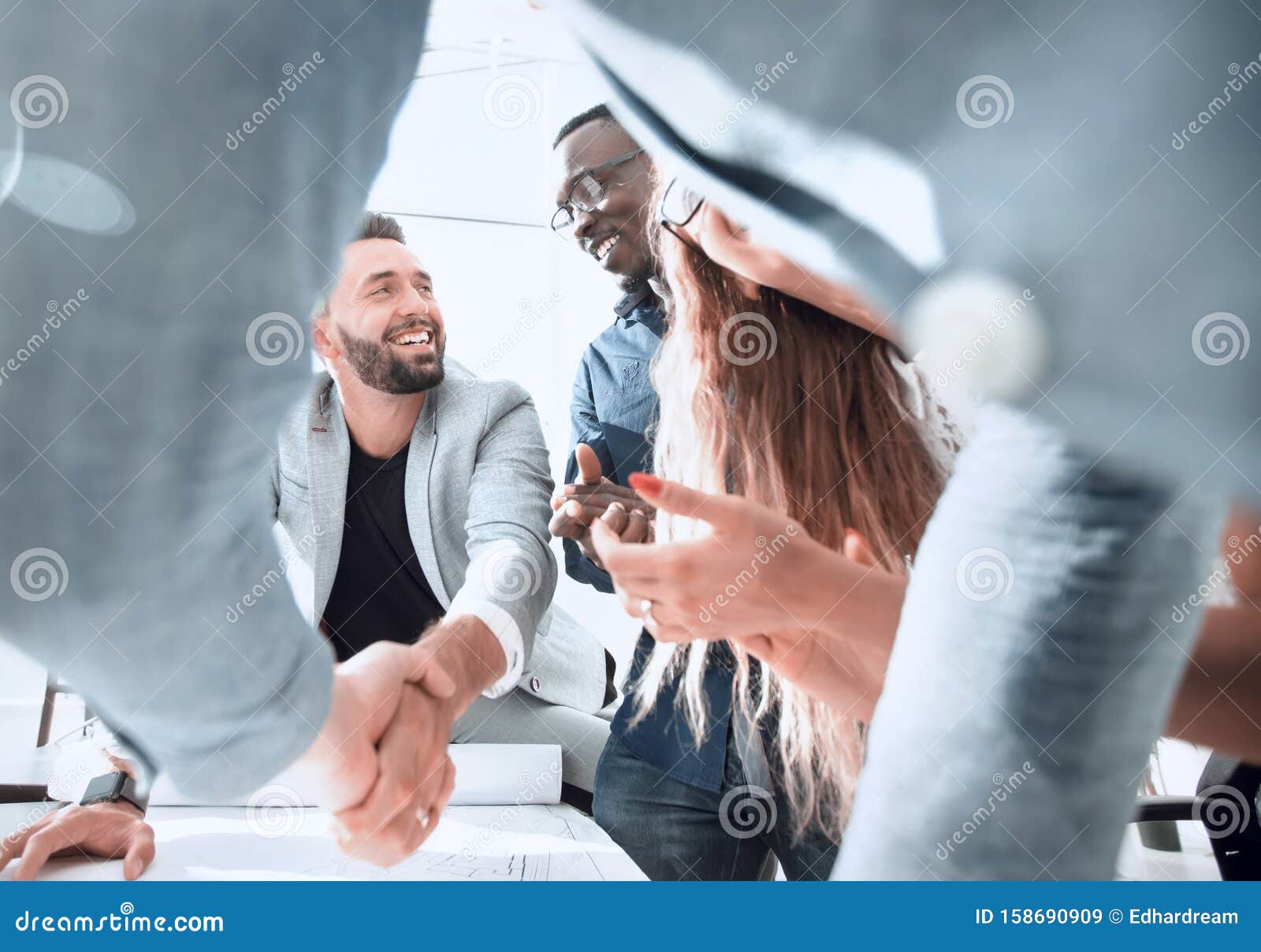 Close Up.architect and Customer Shaking Hands Stock Image - Image of ...