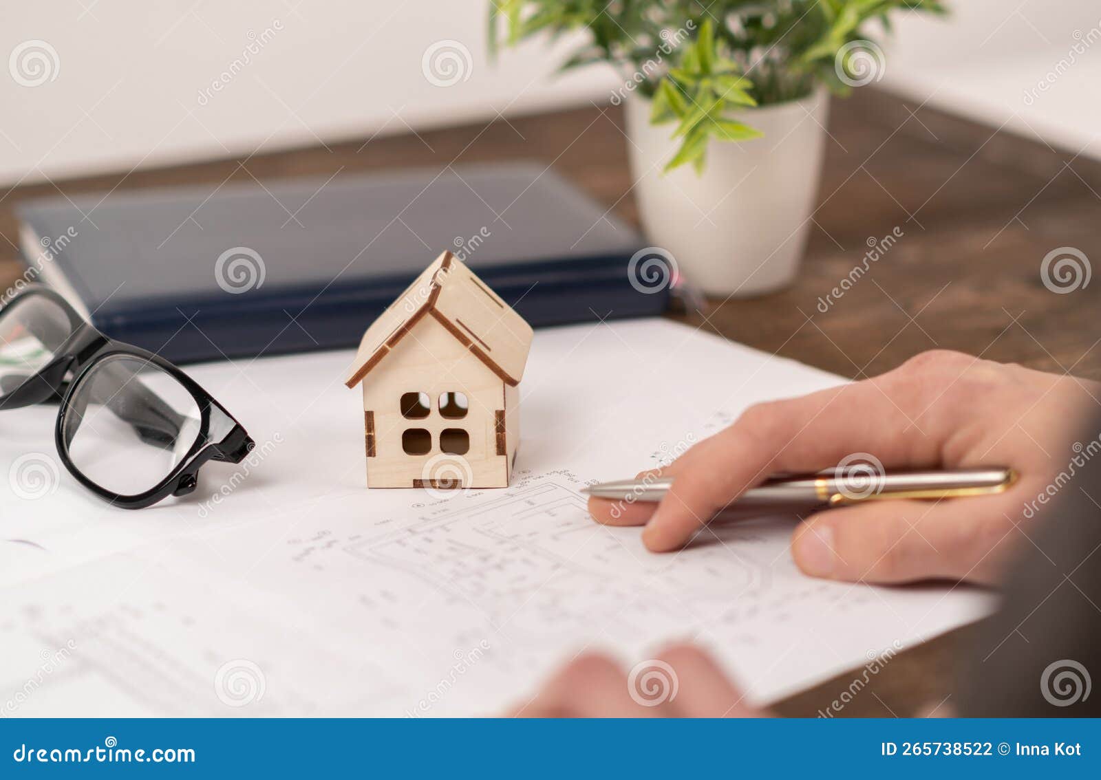 Close Up on Architect Drawing a Construction Project (plan, Compass ...