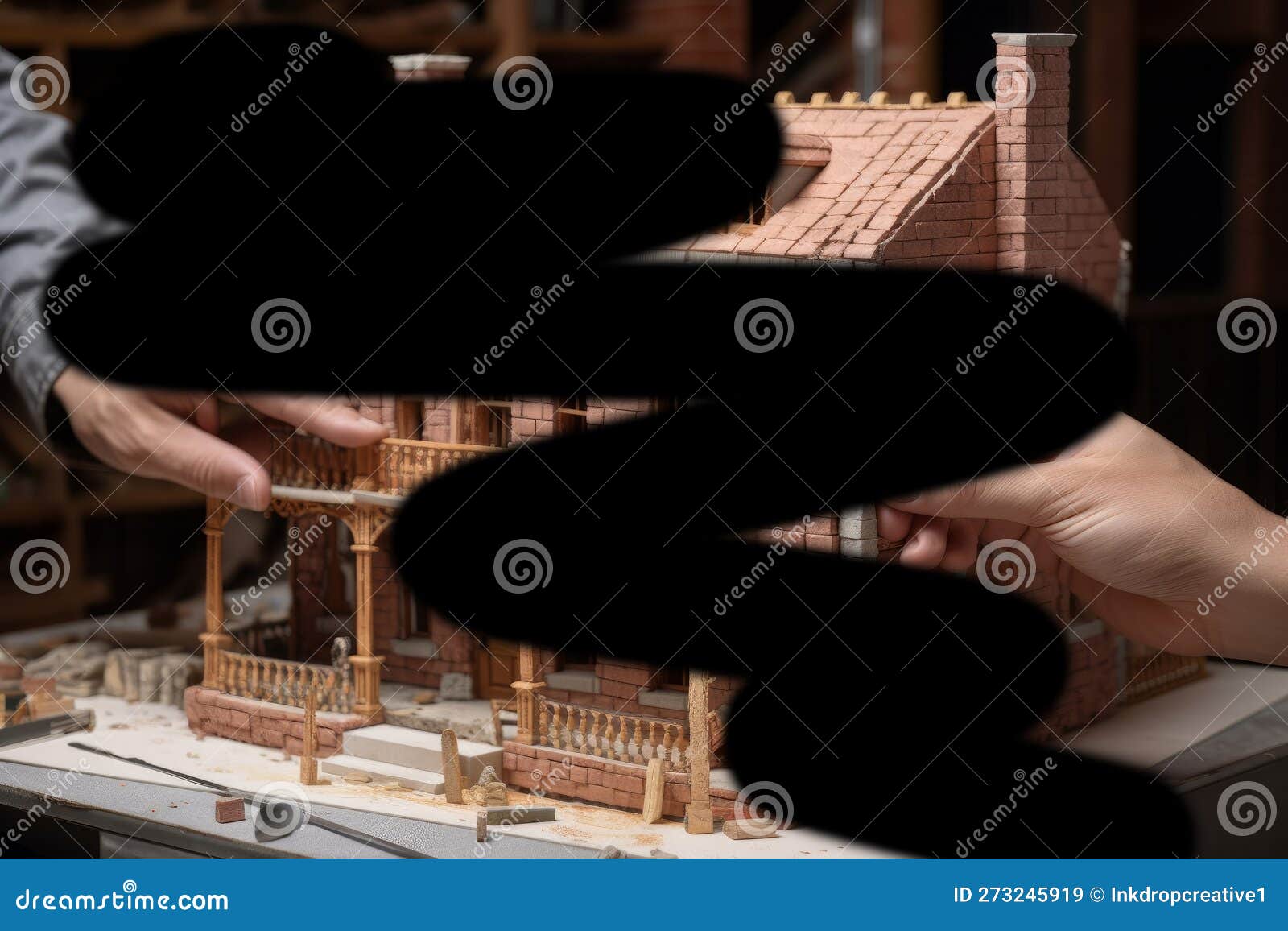 Close Up of an Architect or Engineer Making a Model House. Generative ...