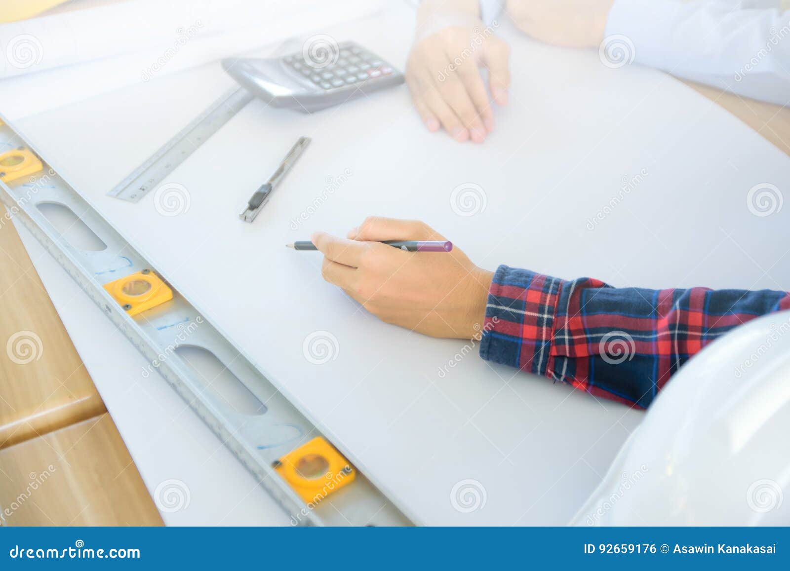 Close Up Architects Hands Working with Engineering Stock Photo - Image ...