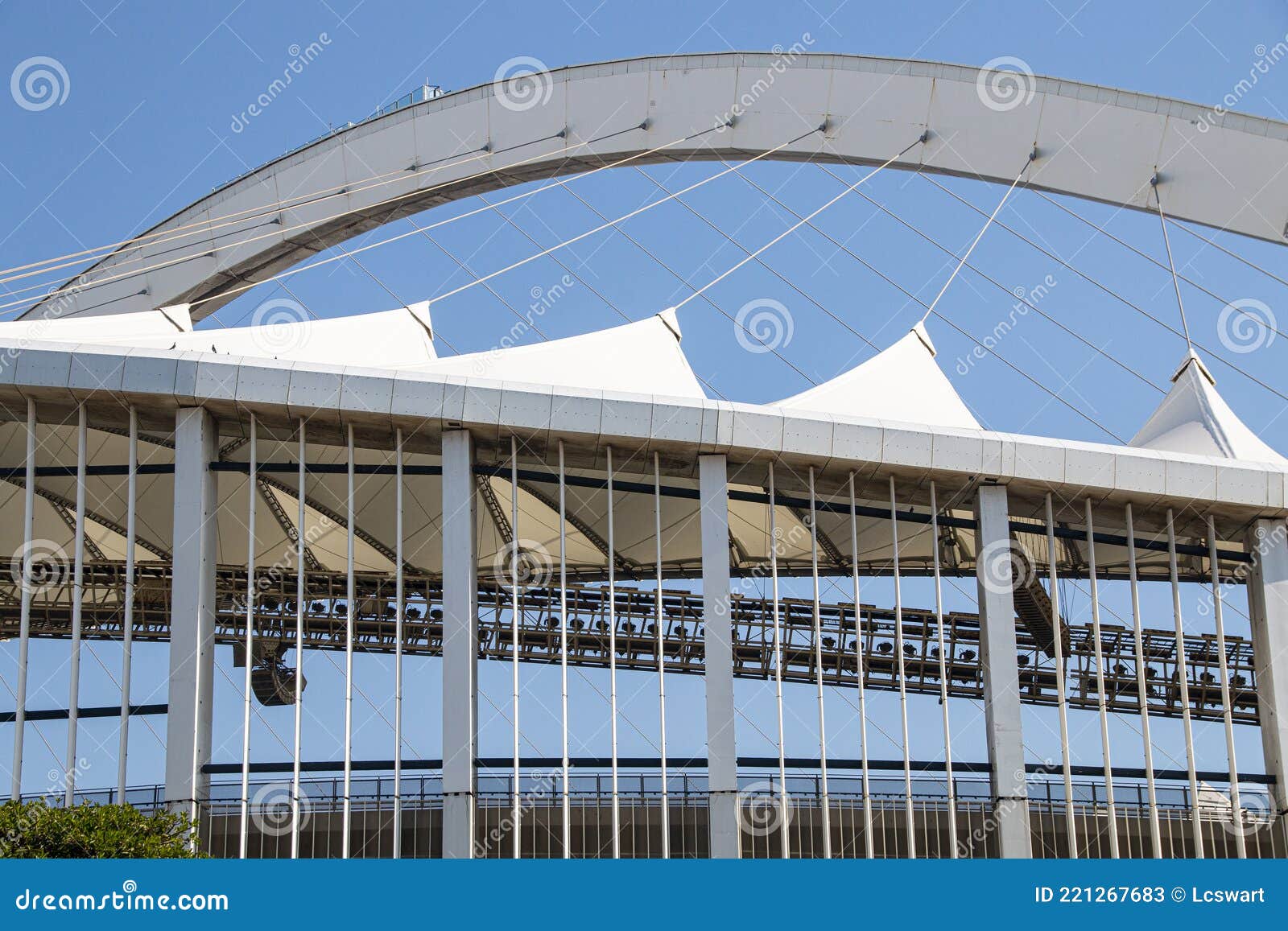 Close Up of Architecture and Construction of Moses Mabhida Stadium ...